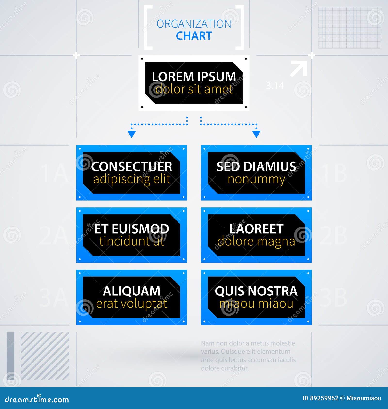 Modern Organization Chart Template with Rectangle Elements Stock Vector ...