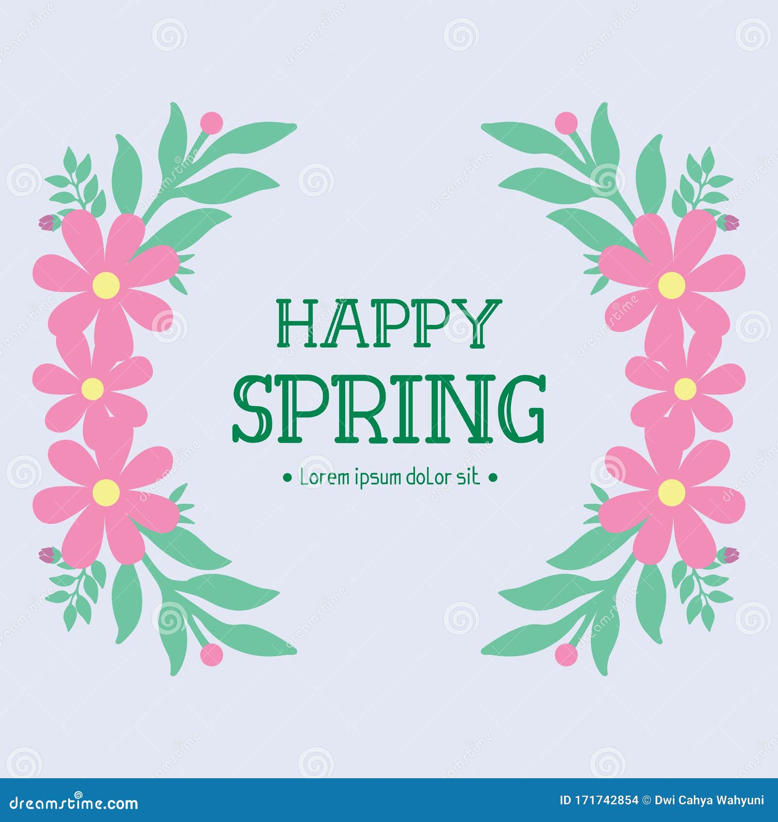 Modern Ornate of Leaf and Wreath Frame, for Happy Spring Greeting Card ...