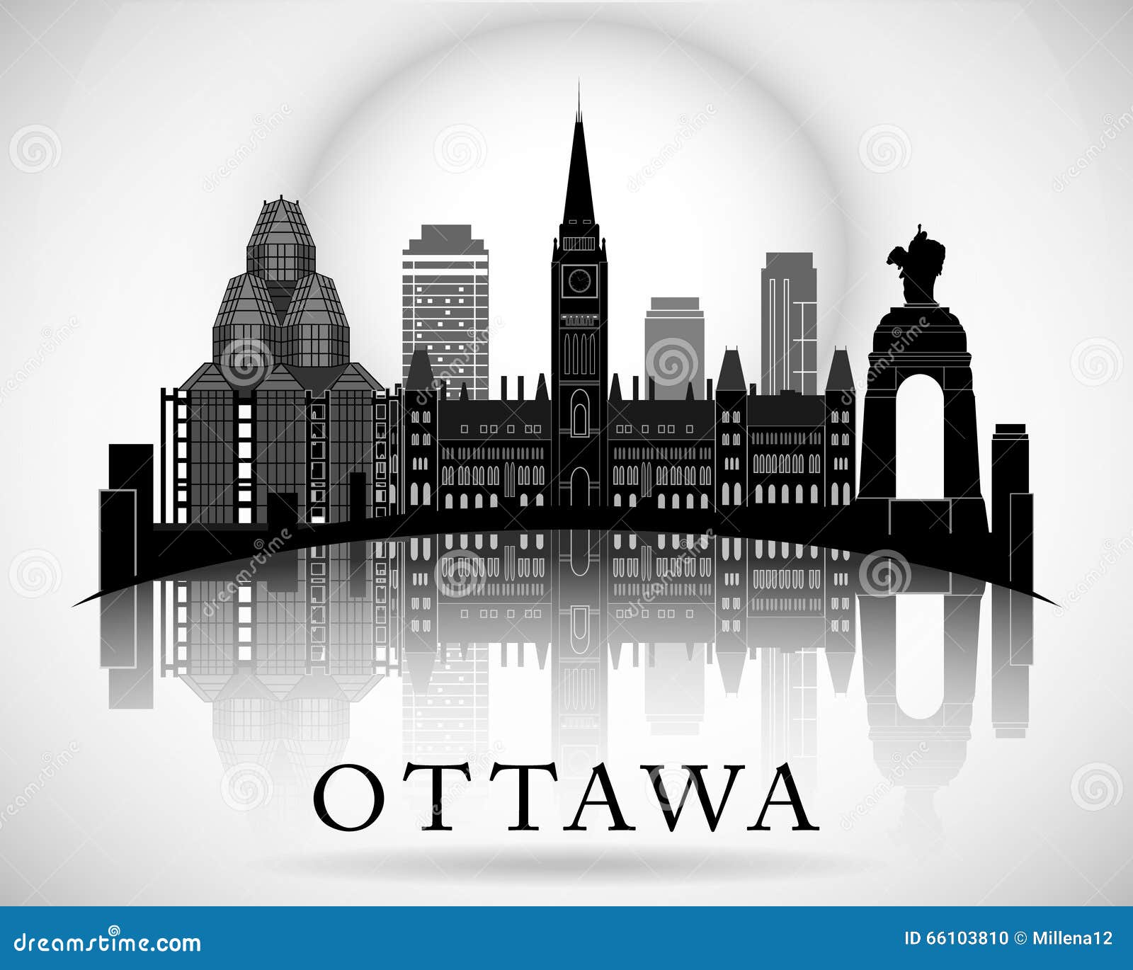 Ottawa City Skyline Silhouettes Set Cartoon Vector | CartoonDealer.com ...