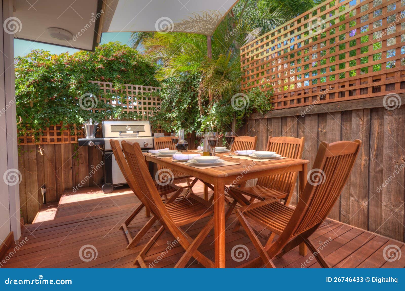 Modern Outdoor Living Area with Timber Setting Stock Image - Image of ...