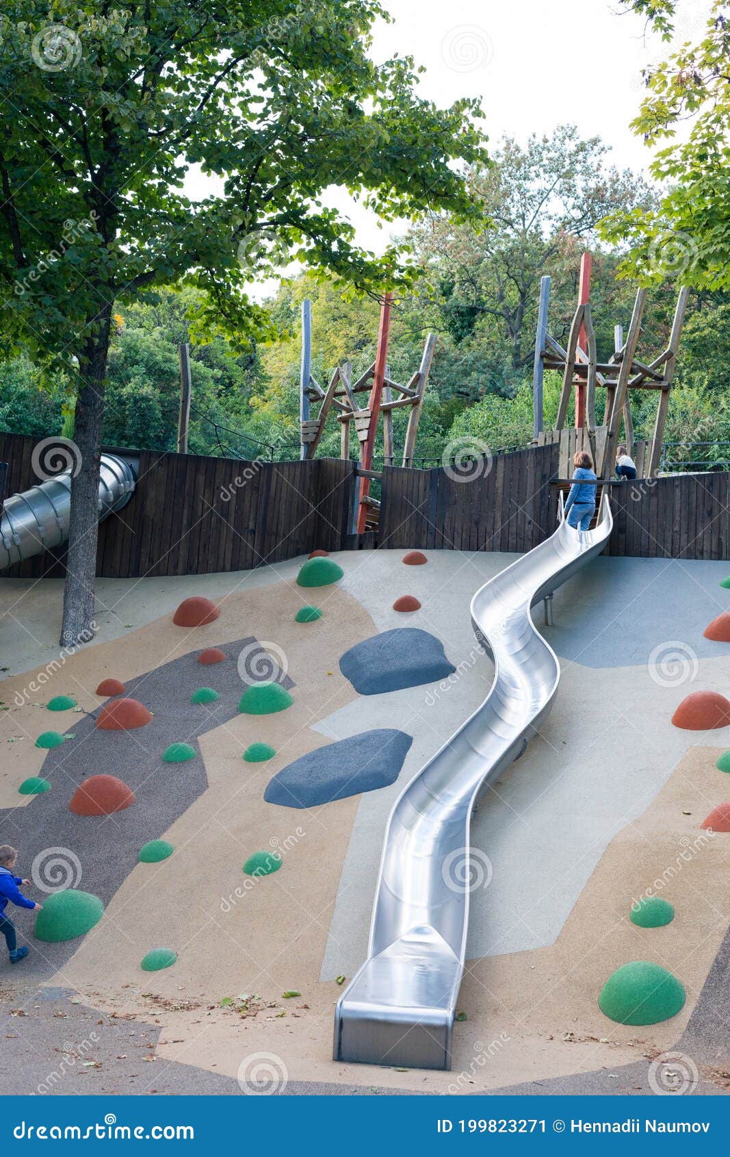 Modern Outdoor Playground with Slides and Climbing Frames Editorial ...