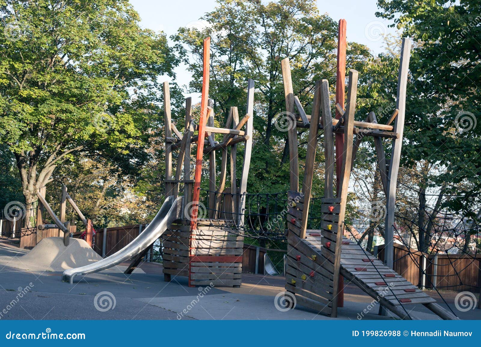 Modern Outdoor Playground with Slides and Climbing Frames Stock Photo ...