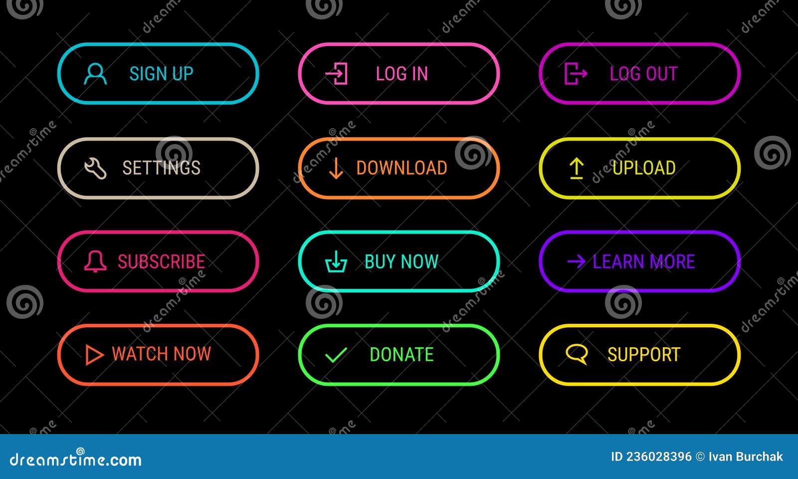 Modern Outline Button Set. Vector Illustration Stock Illustration ...