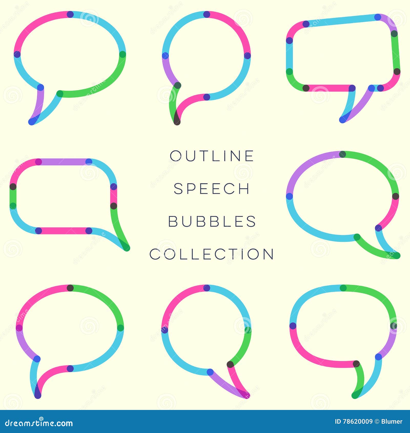 Modern Outline Colorful Speech Bubbles Collection Stock Vector ...