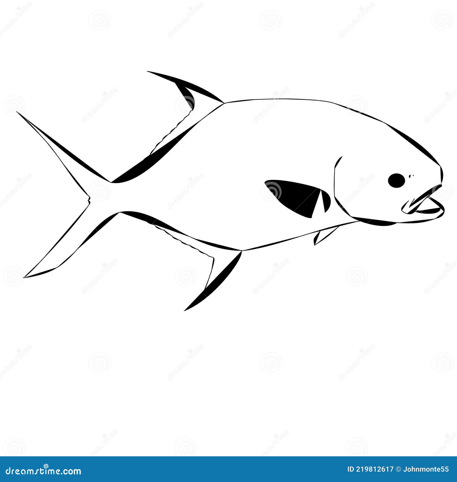 Permit Fish , Vector Illustration, Black Silhouette, Side ...