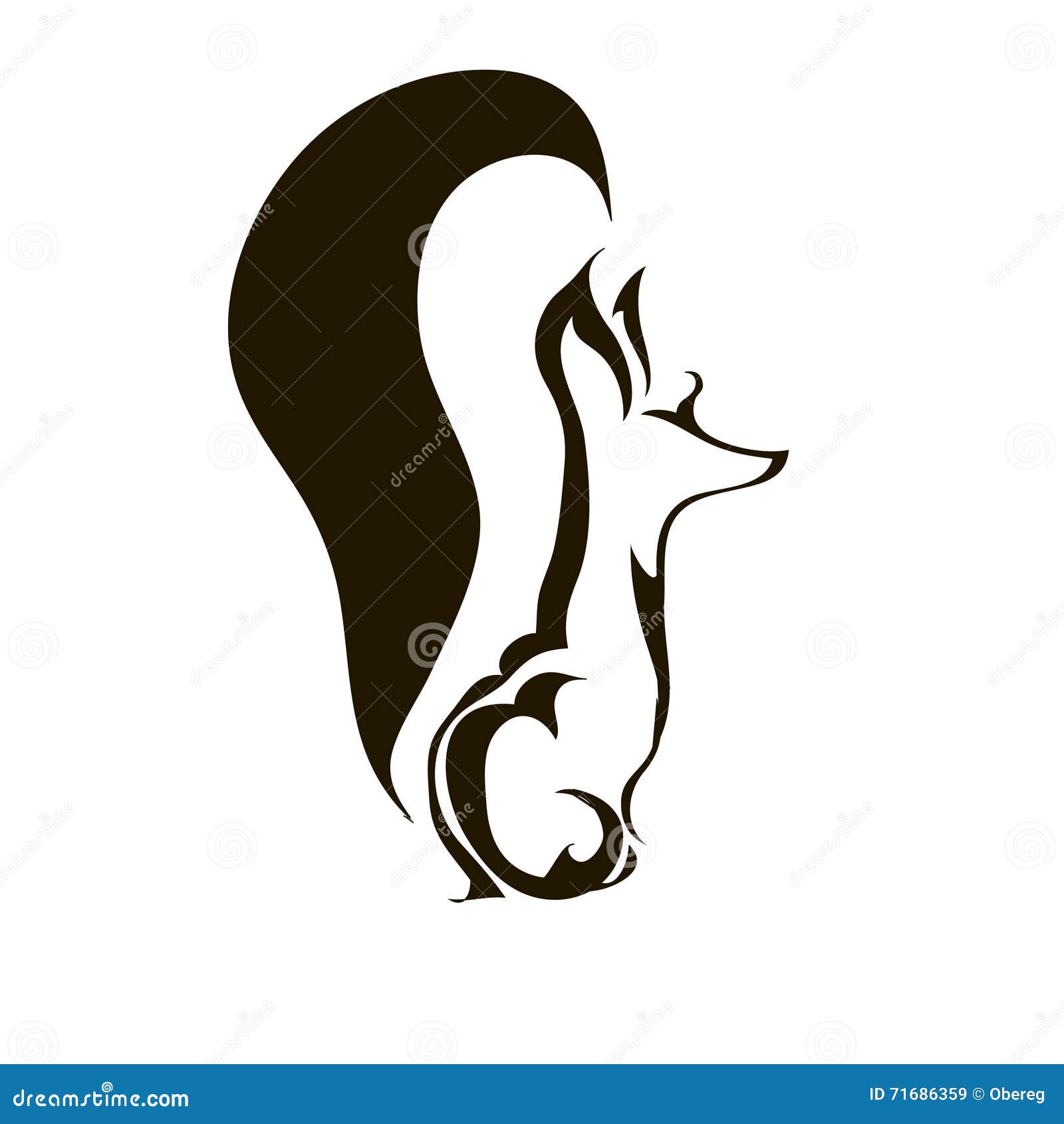 Modern Outline Stilized Fox Tattoo or Logo Stock Vector - Illustration ...