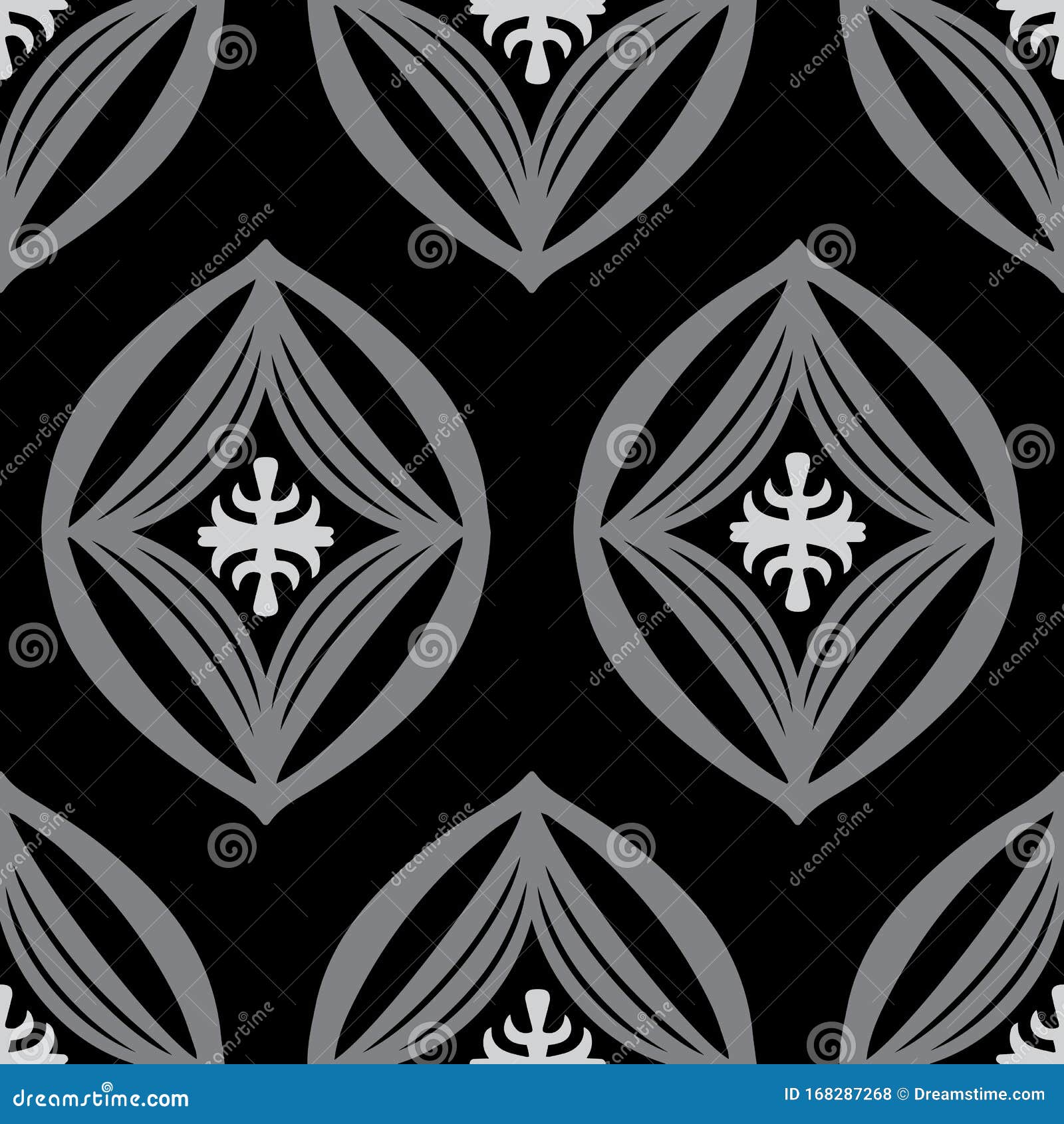 Modern Oval Diamond Symbol Monochrome Vector Repeat Pattern Stock ...