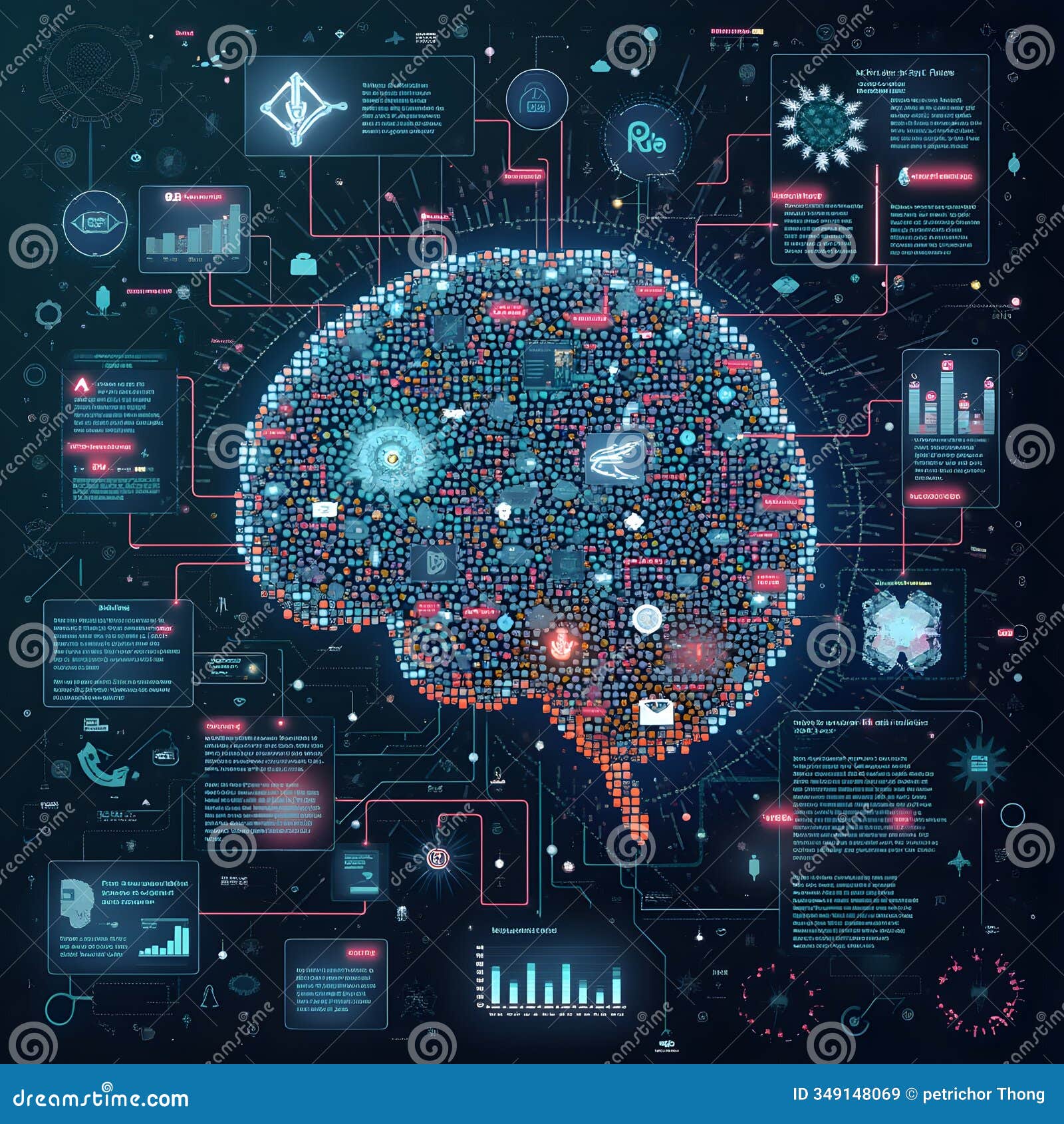 Modern Overlapping Shapes in Minimalist Tech Style Stock Image - Image ...