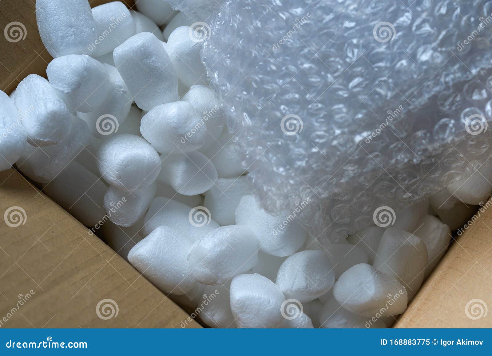 Modern Packaging Materials are Bubble Wrap and Pieces of Foam Filling ...