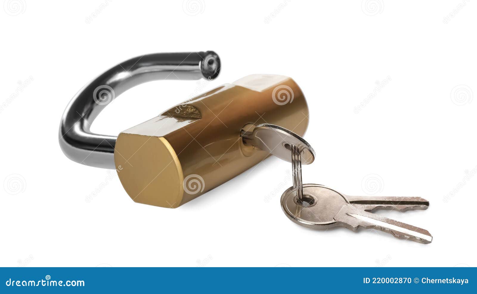 Modern Padlock with Keys Isolated on White Stock Photo - Image of ...