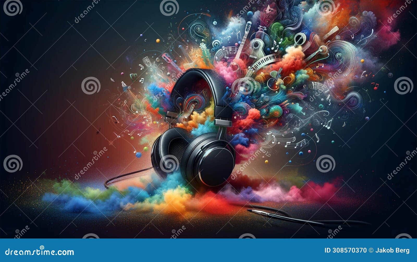 Modern Pairs of Headphones on a Background of Abstract Multi-colored ...