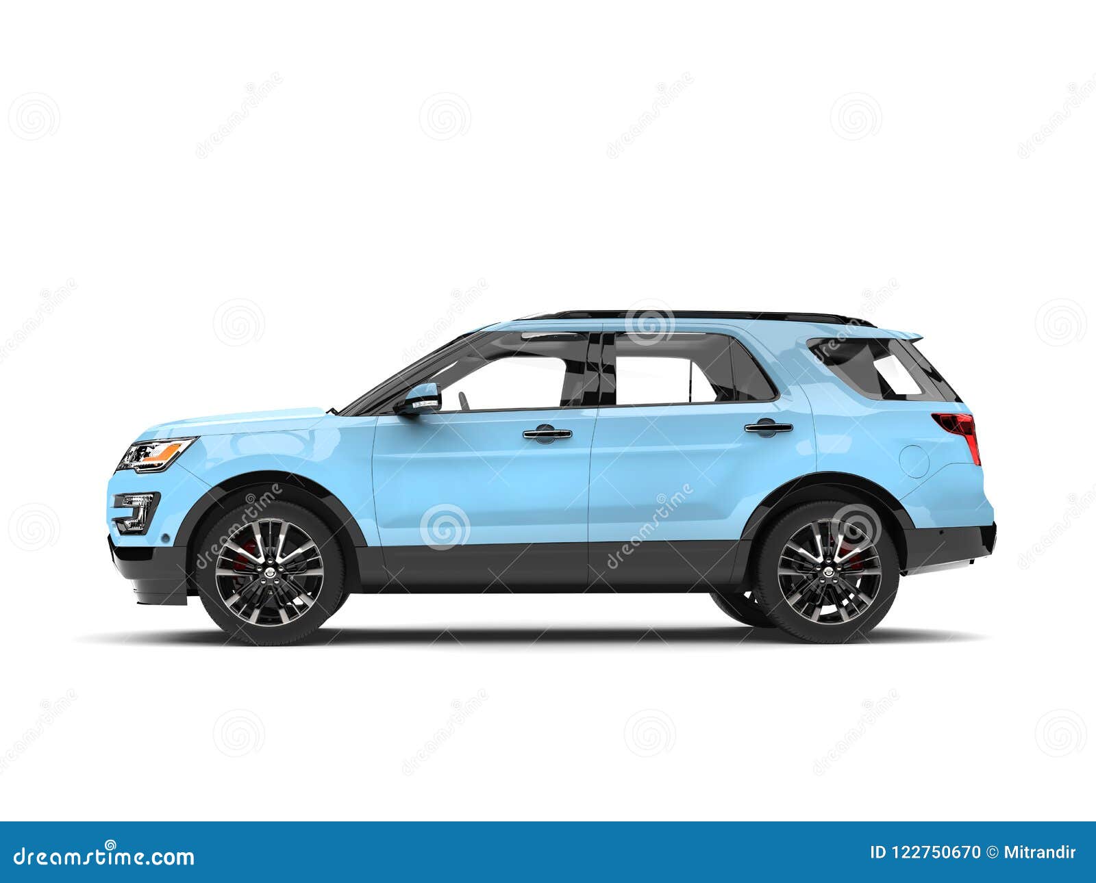 Modern Pale Blue SUV Car - Side View Stock Illustration - Illustration ...