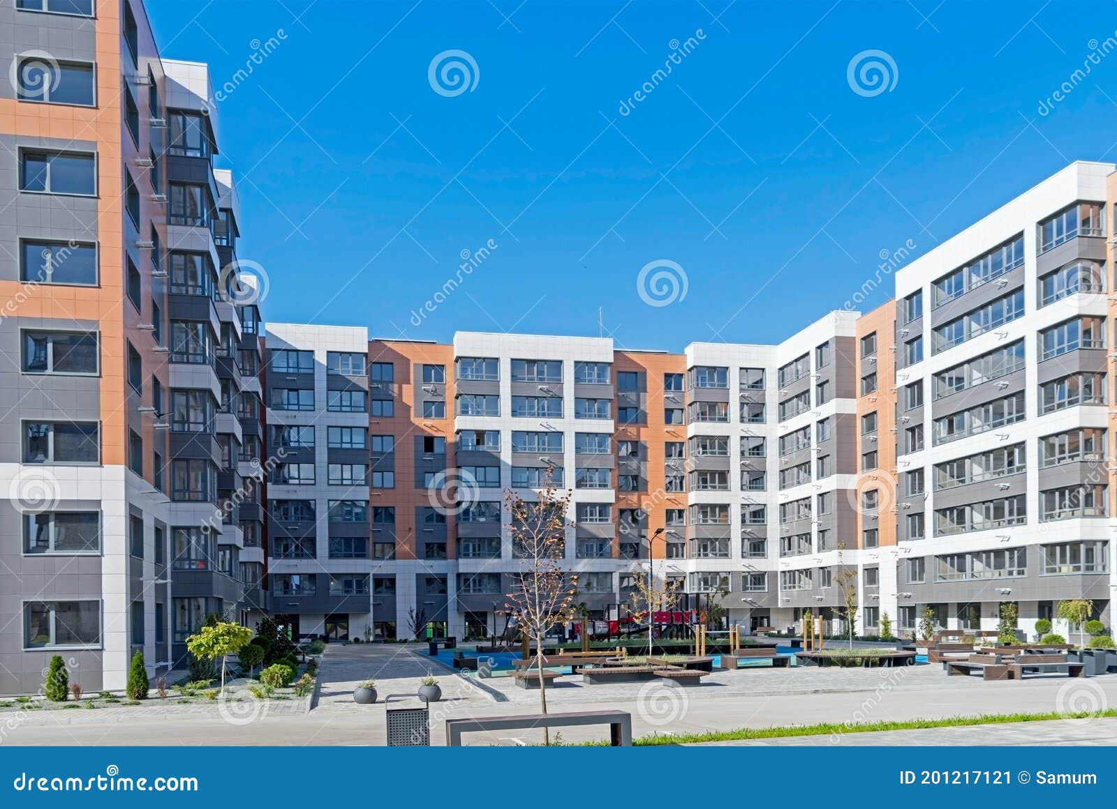 Modern Panel Apartment Building Stock Image - Image of building, street ...