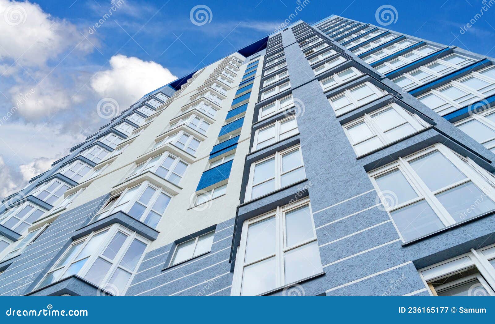 Modern Panel Apartment Building Stock Image - Image of street, window ...