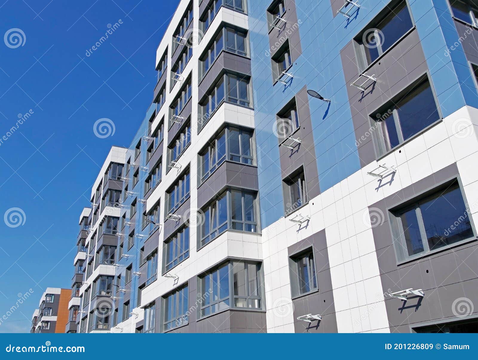 Modern Panel Apartment Building Stock Image - Image of orange, solar ...