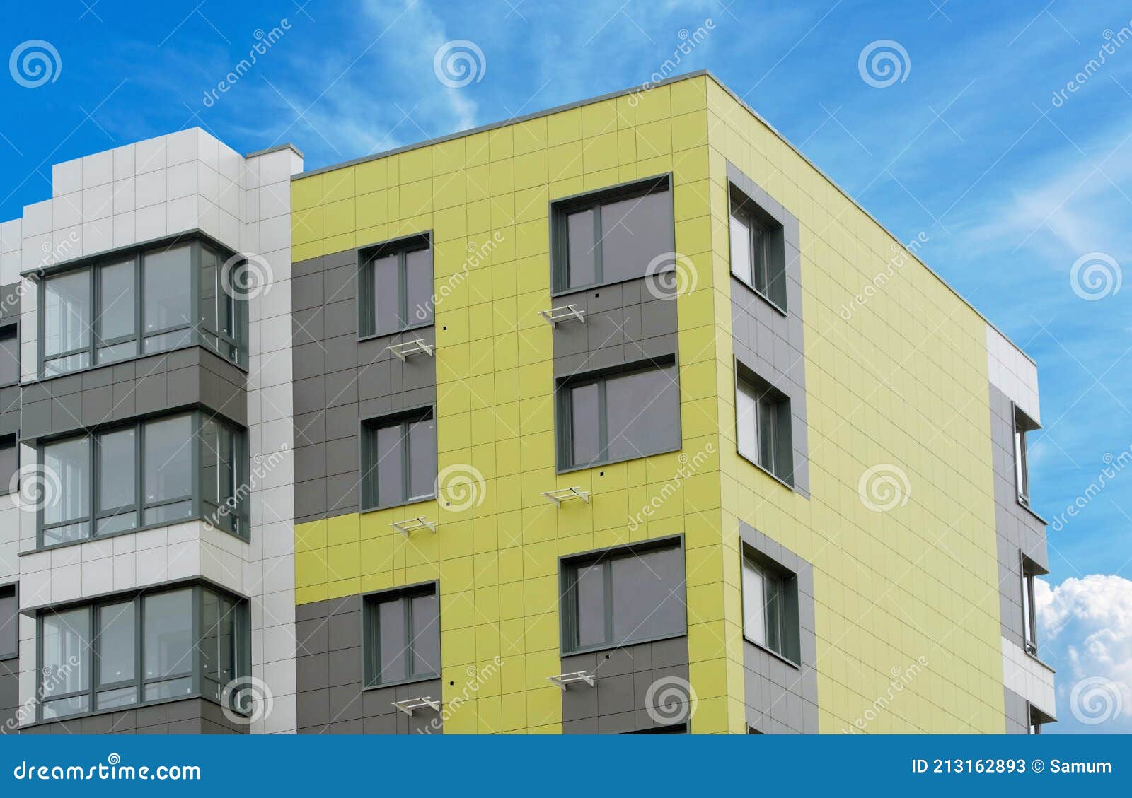 Modern Panel Apartment Building Stock Image - Image of orange, white ...