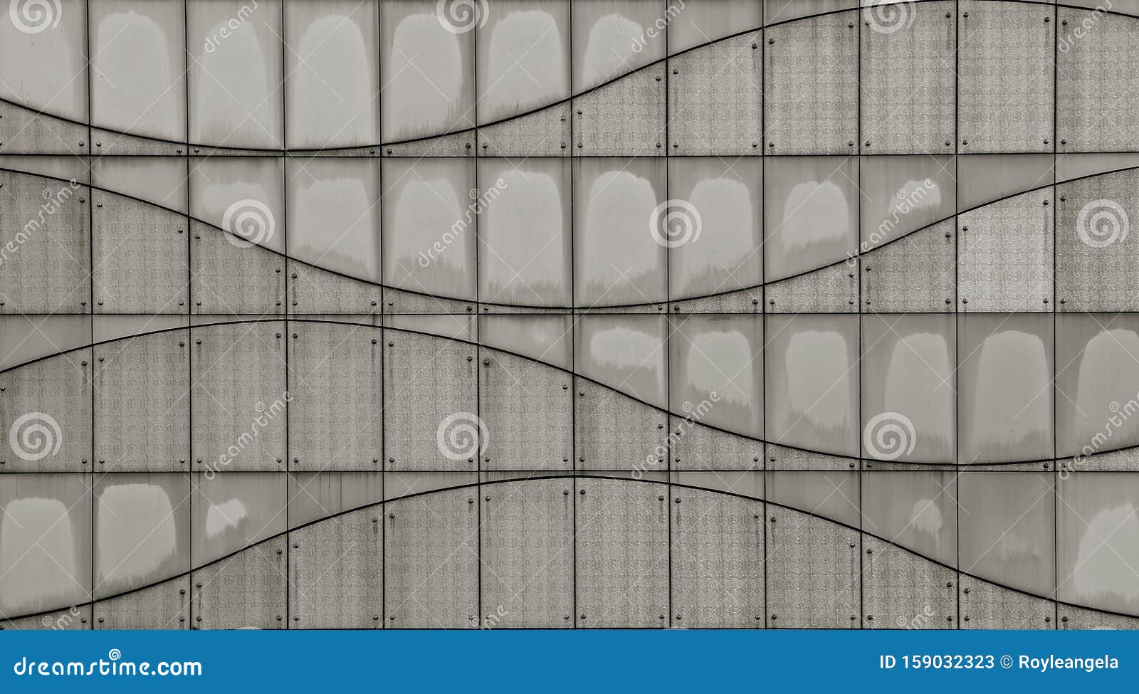 Modern Panelled Wall with Wave Pattern Stock Image - Image of building ...