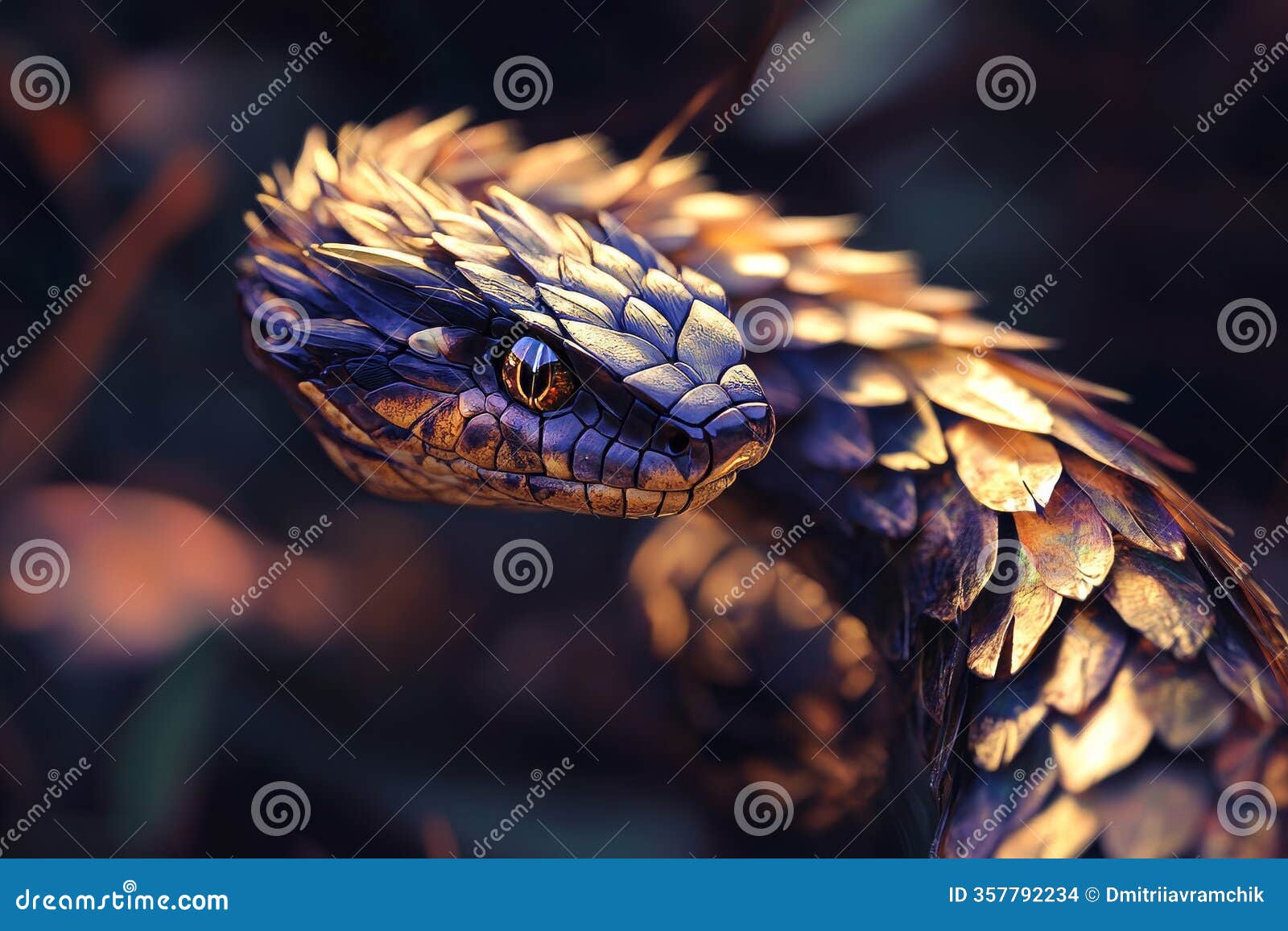 A Modern, Panoramic Shot of a Colorful Rainbow Snake, or Eel Moccasin ...