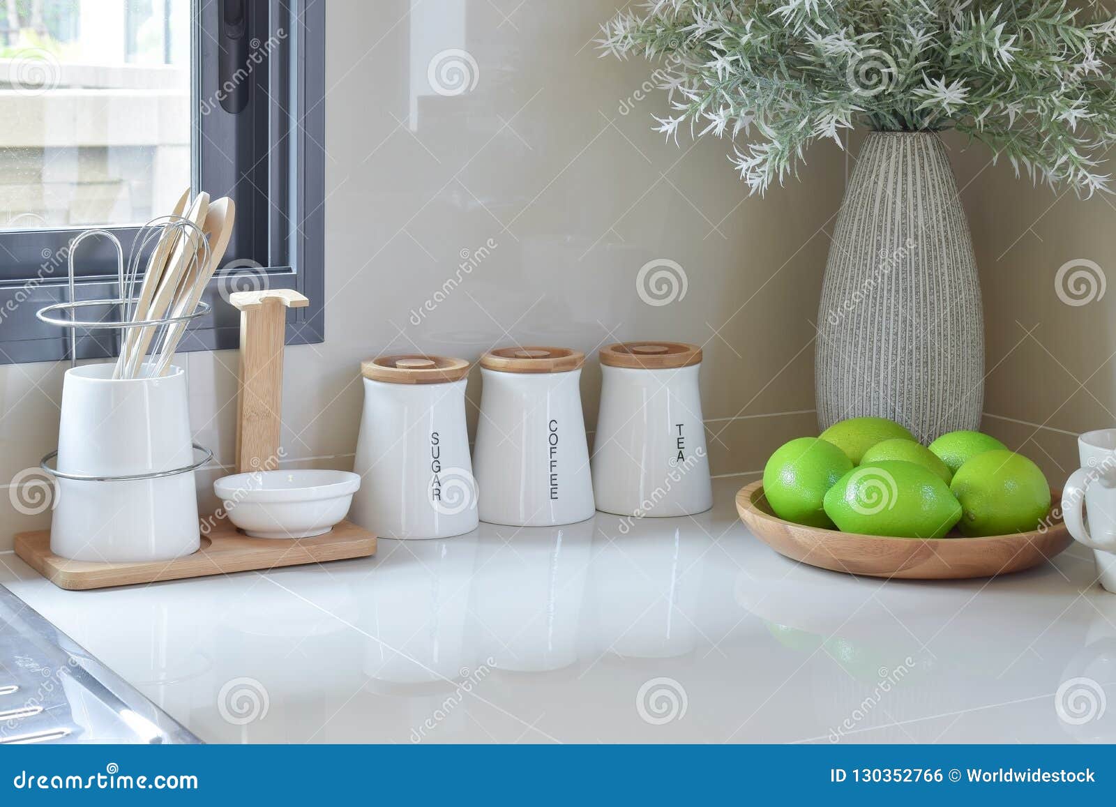 Modern Pantry with White Utensil in Kitchen Stock Photo - Image of ...