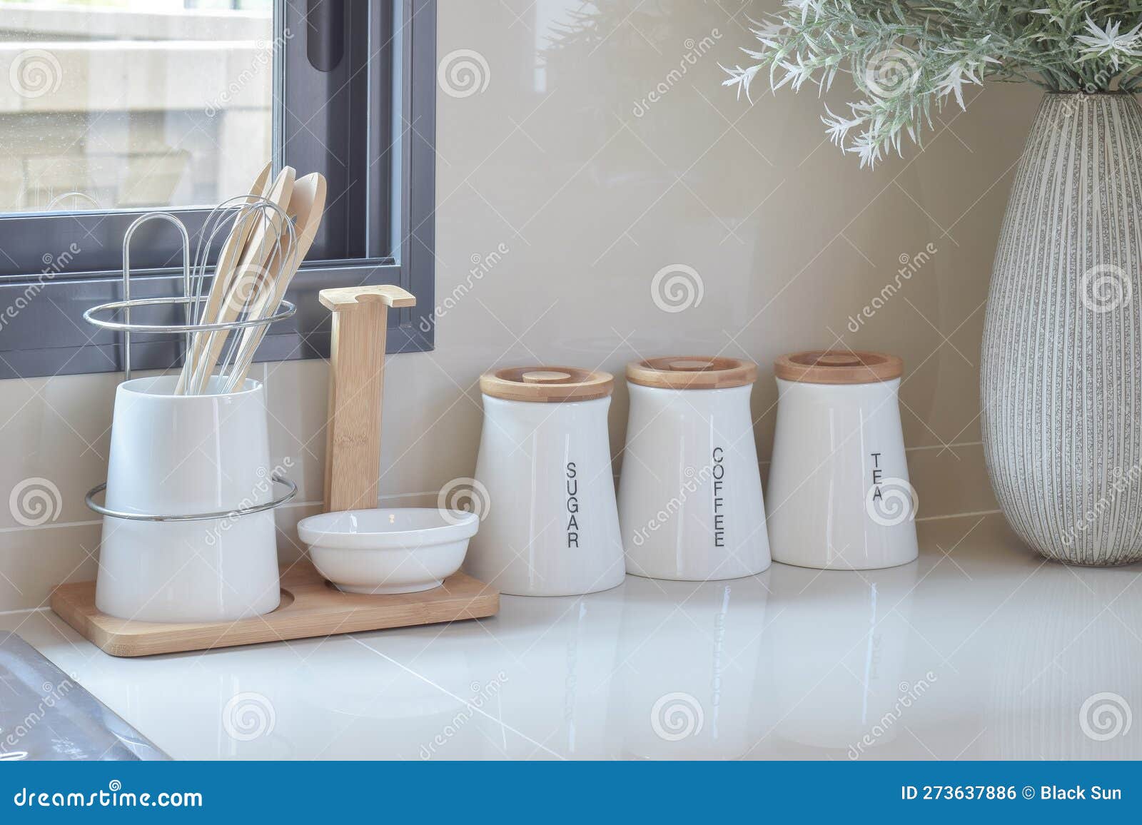 Modern Pantry with White Utensil Stock Photo - Image of cutting ...
