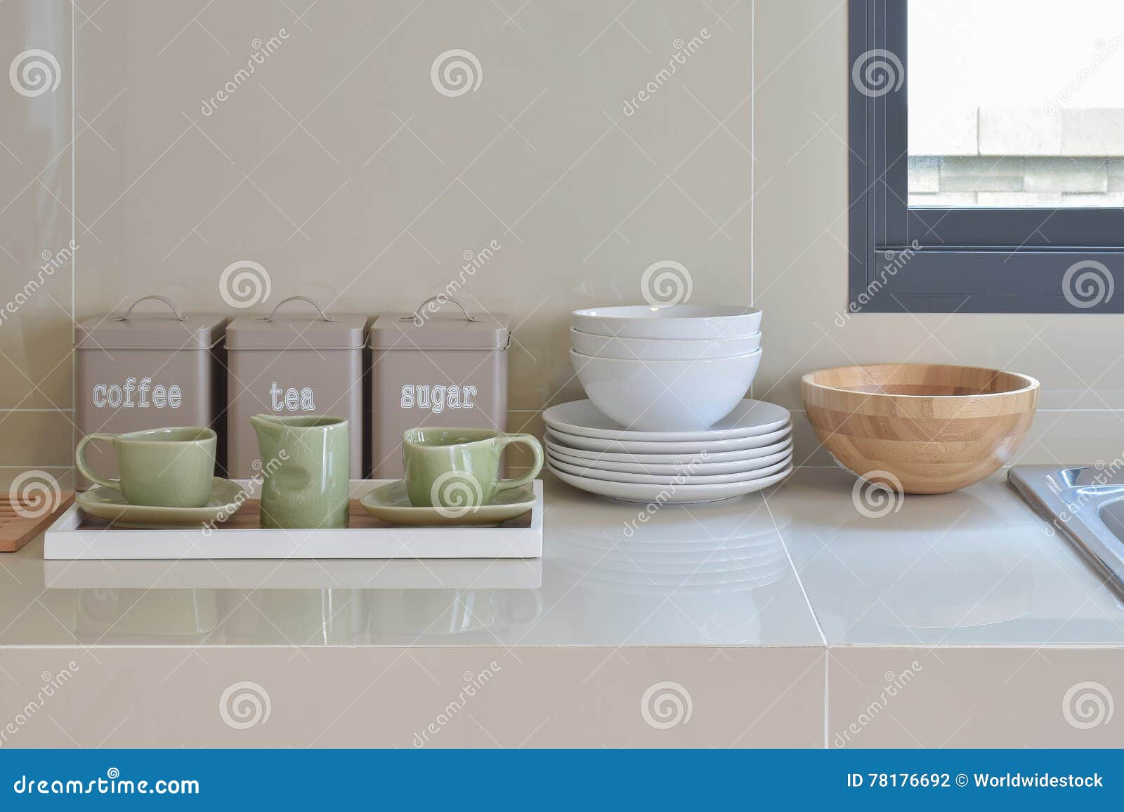 Modern Pantry with White Utensil in Kitchen Stock Photo - Image of ...