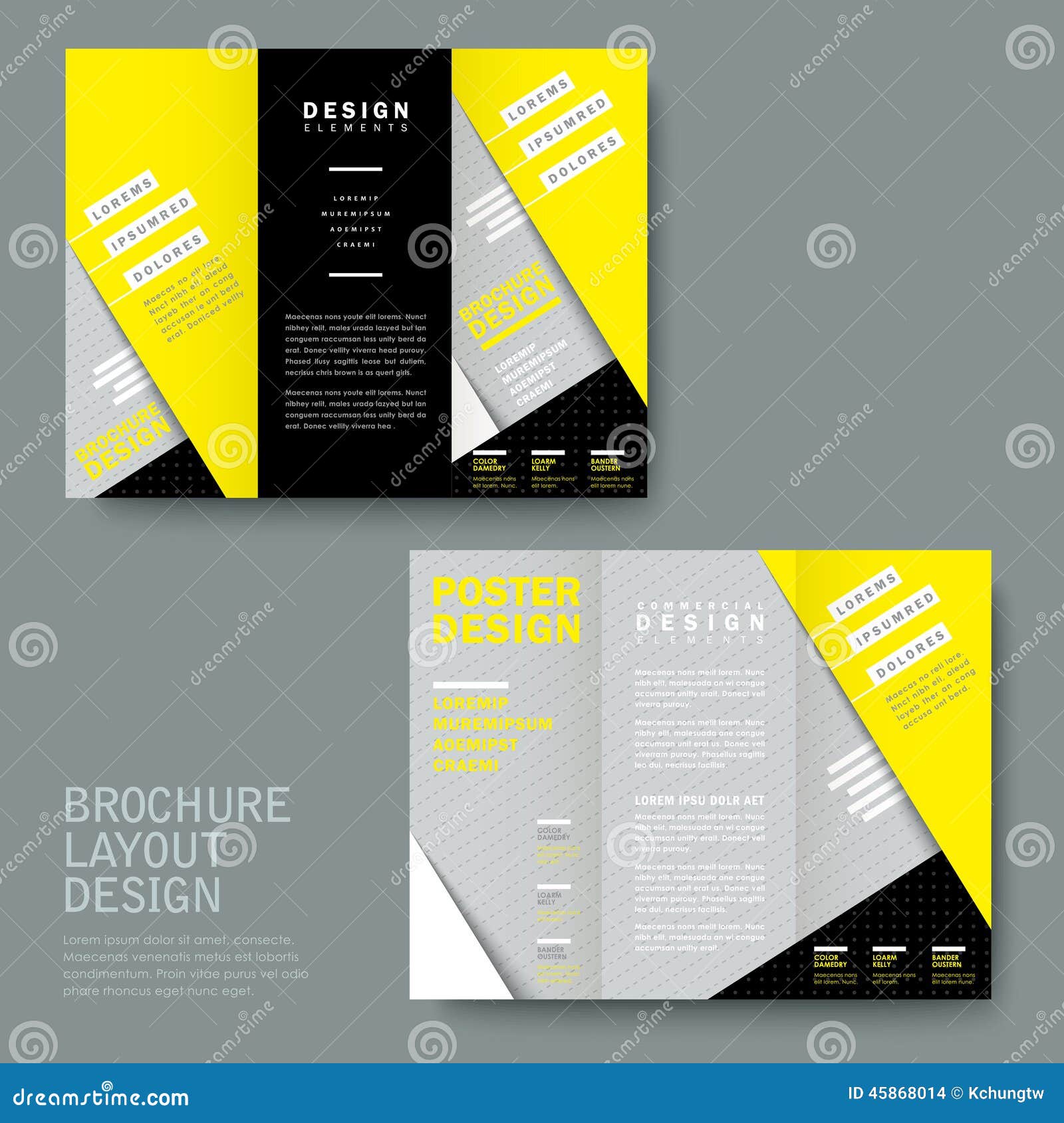 Modern Paper Texture Tri-fold in Yellow and Grey Stock Vector ...