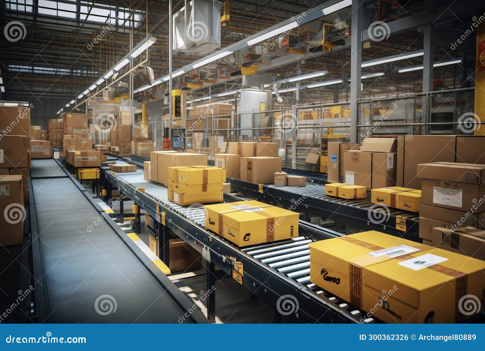 Modern Parcel Sorting Center. Generative AI Stock Photo - Image of ...