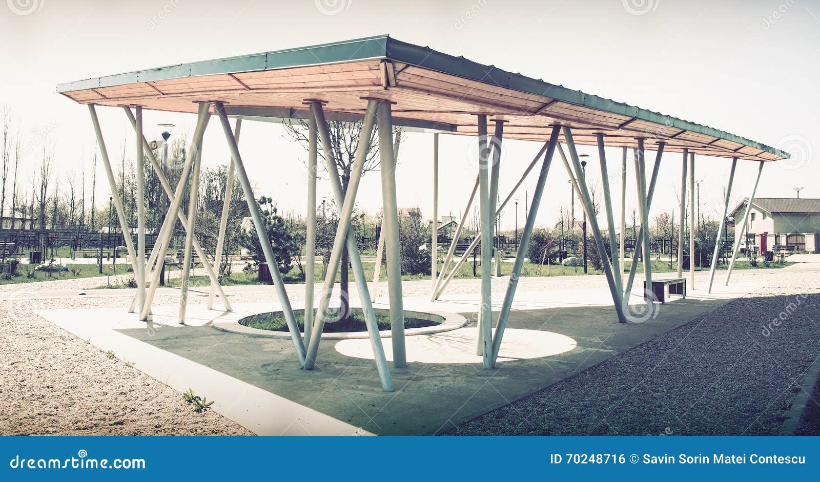 Modern Park Benches Stock Image | CartoonDealer.com #4962625