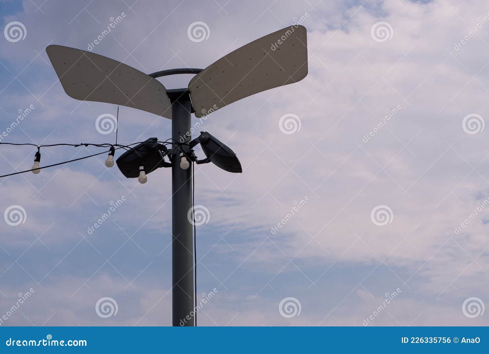 Modern Park Lighting Pole with LED Spotlights and Reflectors Against a ...