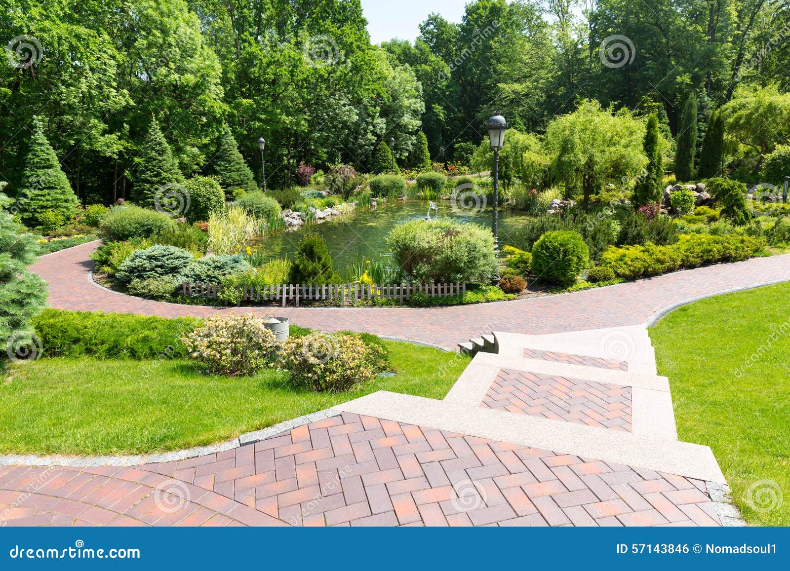 Modern park stock photo. Image of cloud, lawn, lane, parkland - 57143846