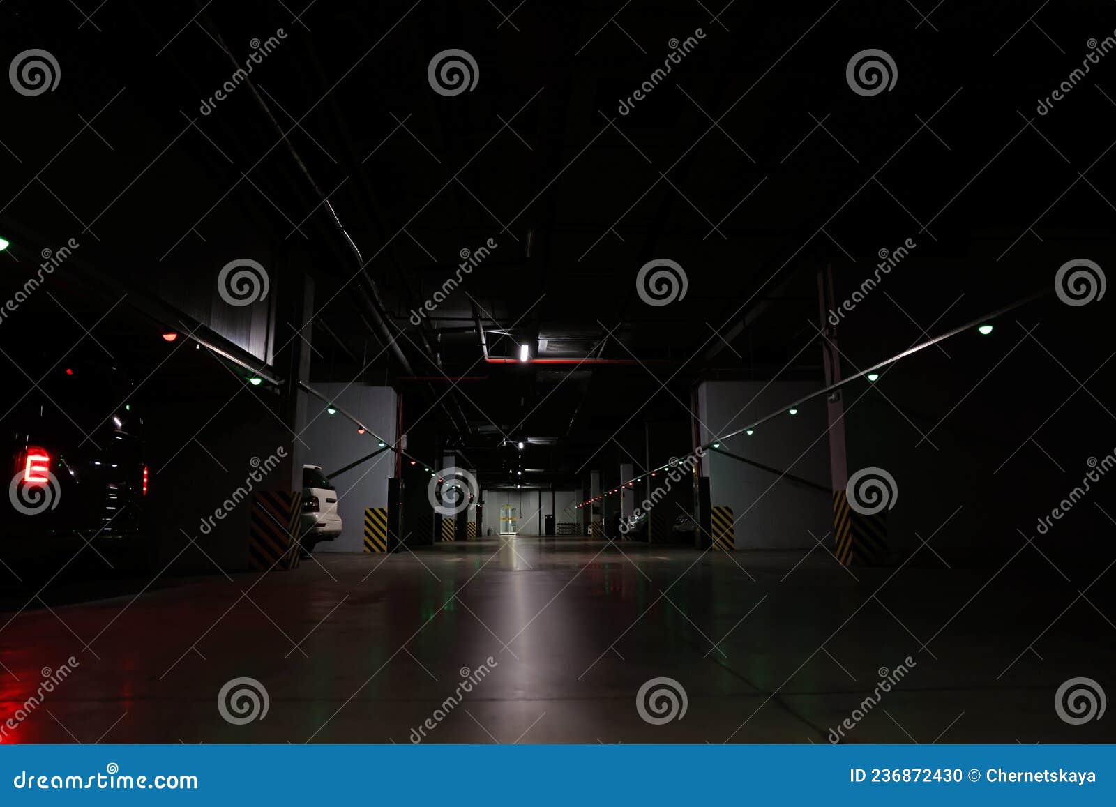 Modern Parking Garage with Cars at Night Stock Photo - Image of modern ...