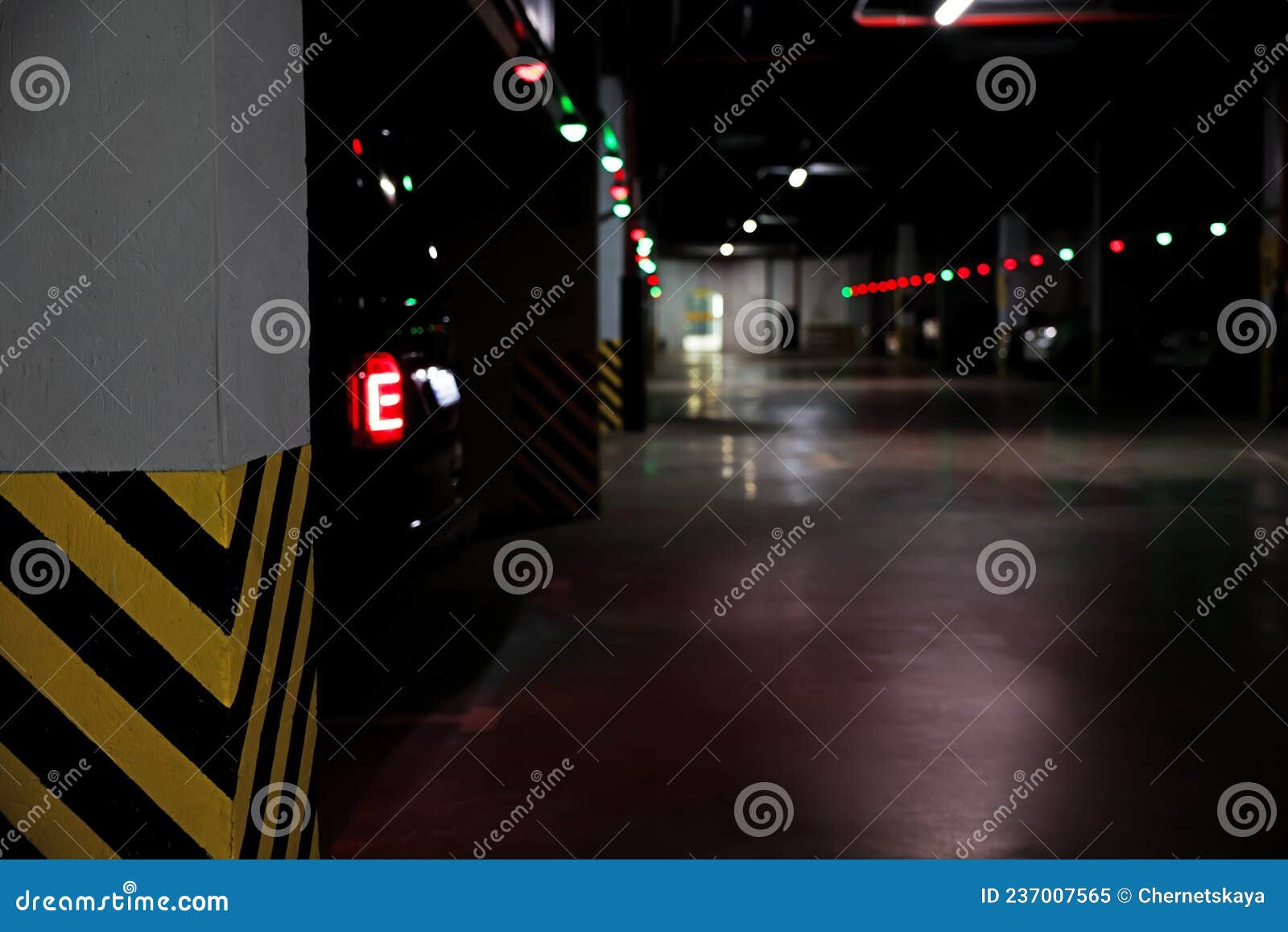 Modern Parking Garage with Cars at Night Stock Image - Image of indoors ...