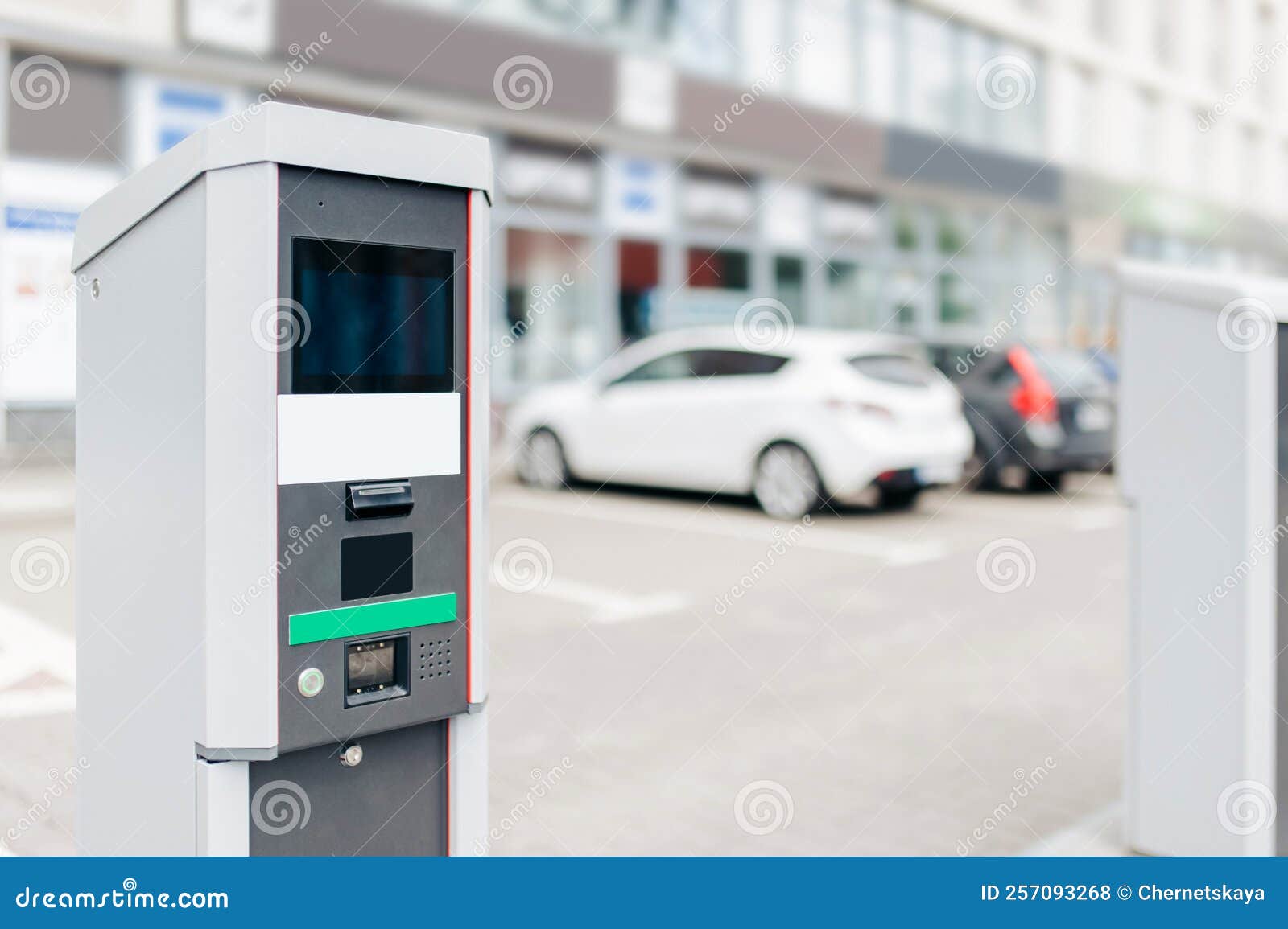 Modern Parking Meter on City Street. Space for Text Stock Photo - Image ...