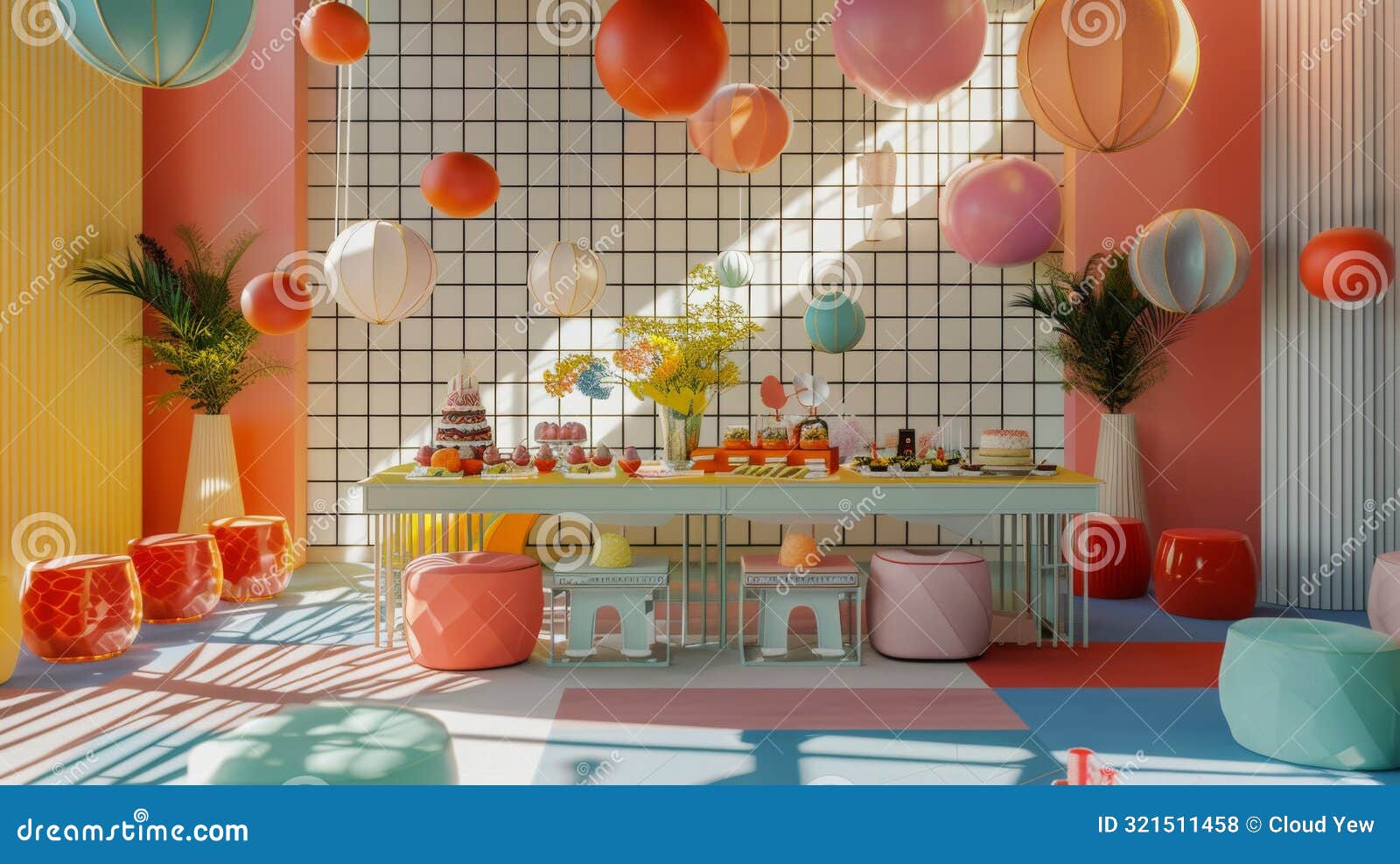 Modern Party Layout with Trendy Pattern Grid Stock Illustration ...