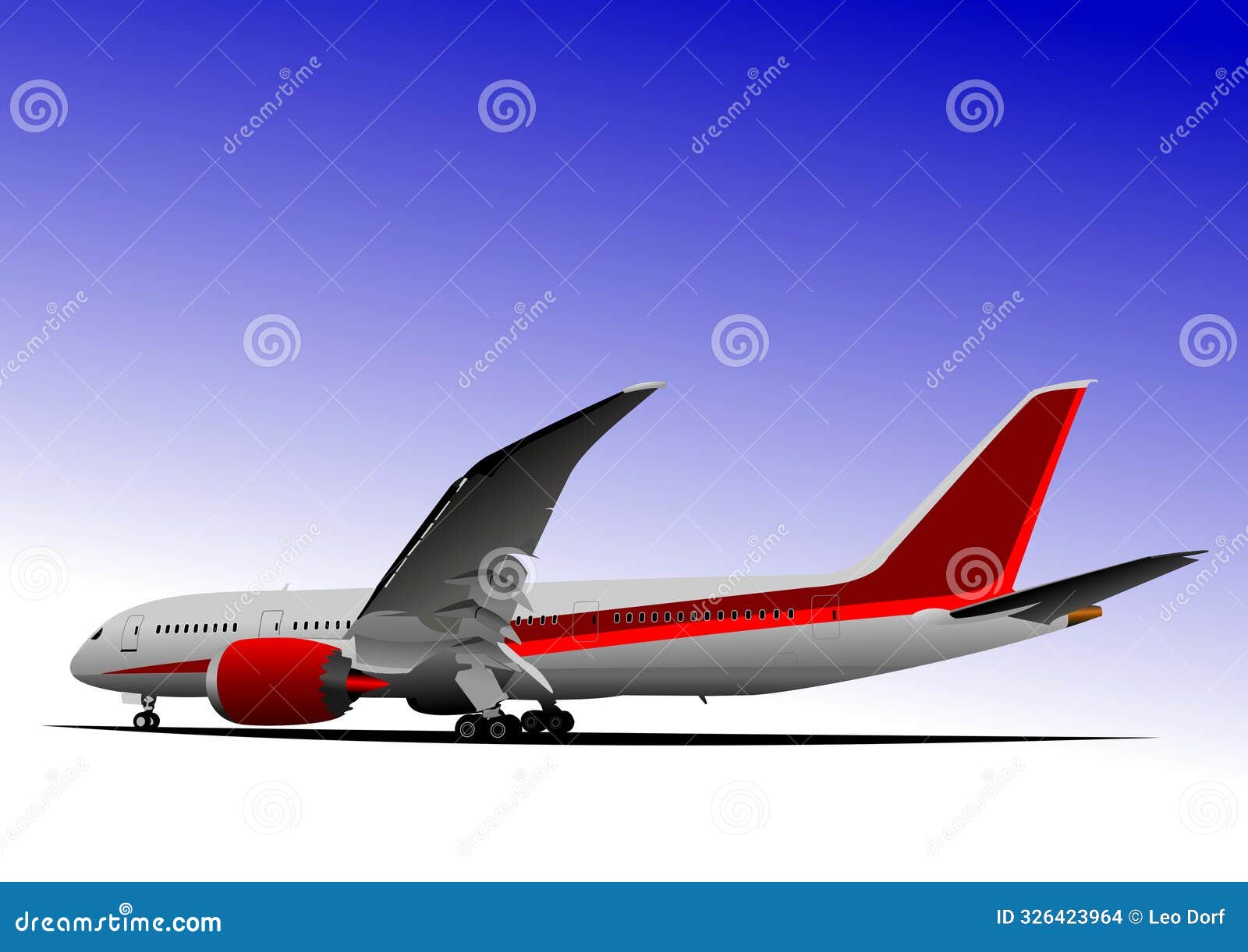 Modern Passenger Airplane Standing on the Ground Stock Illustration ...