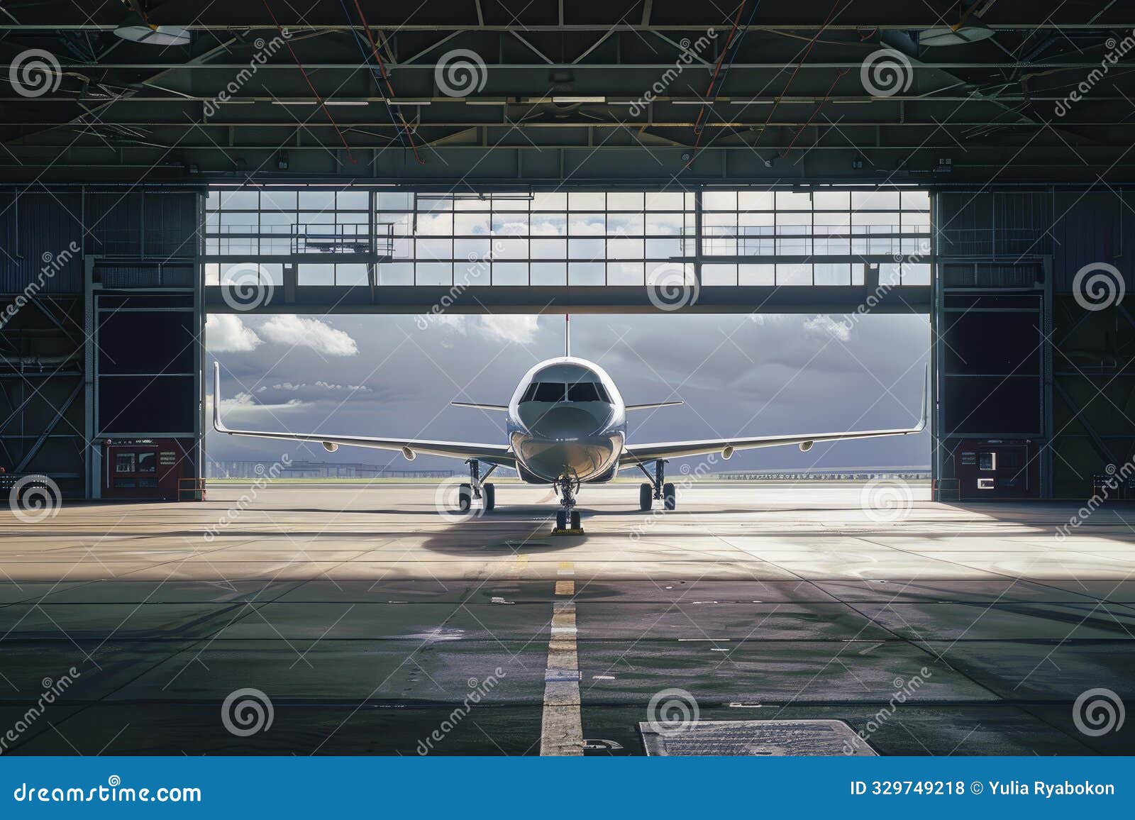 Modern Passenger Airplane is Standing in a Hangar Stock Illustration ...