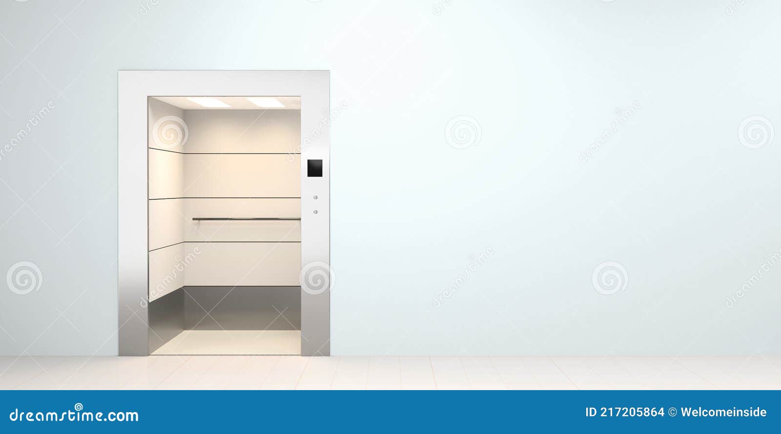Modern Passenger or Cargo Elevator, Lift Opened Metallic Cabins Doors ...
