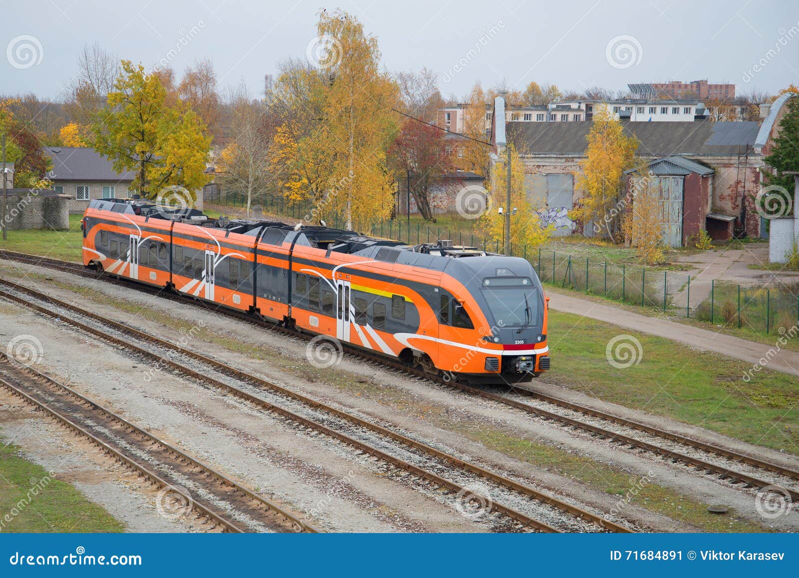 A Modern Passenger Diesel Train on the Line at Narva. Estonia Editorial ...