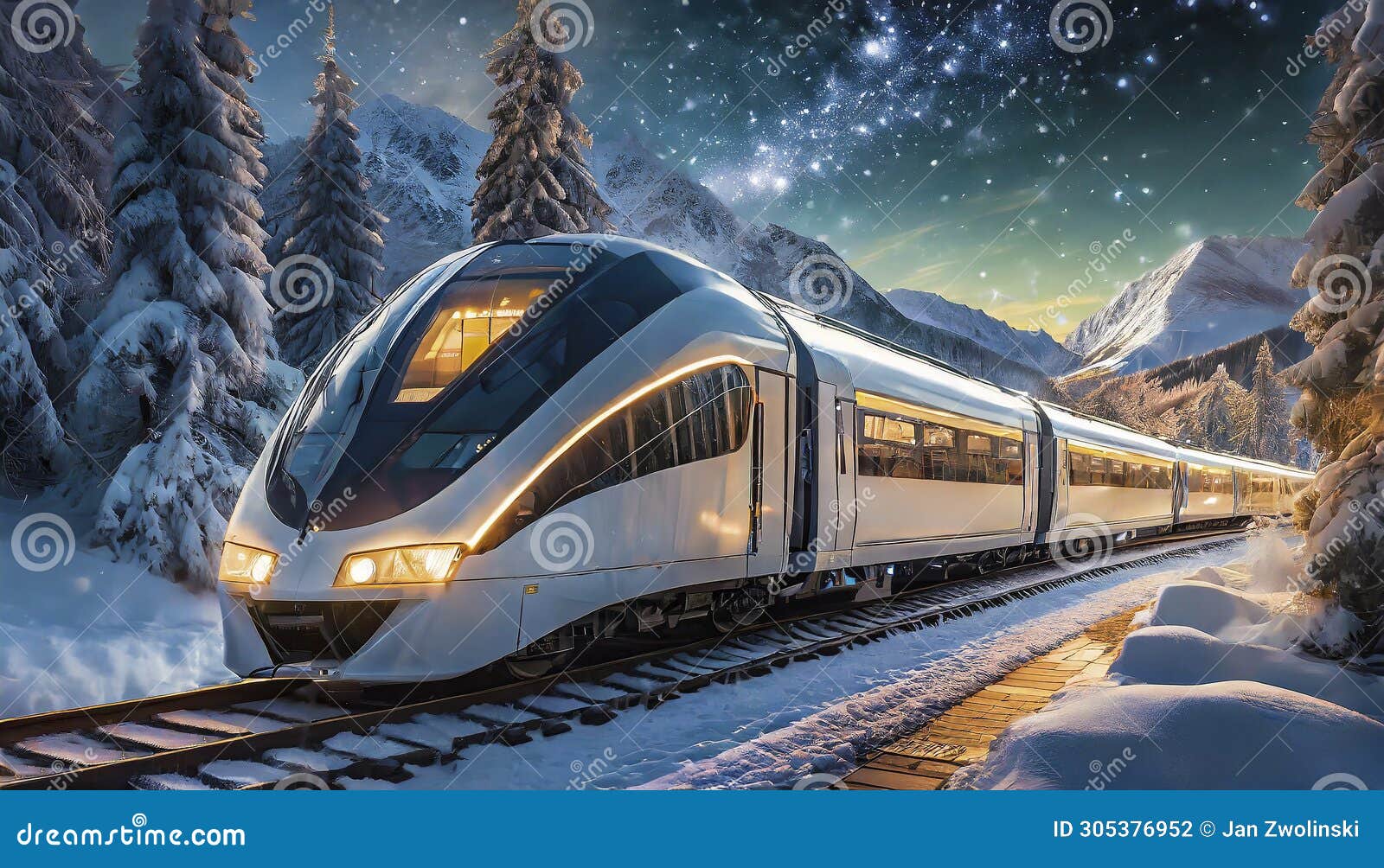 Modern passenger train stock illustration. Illustration of line - 305376952
