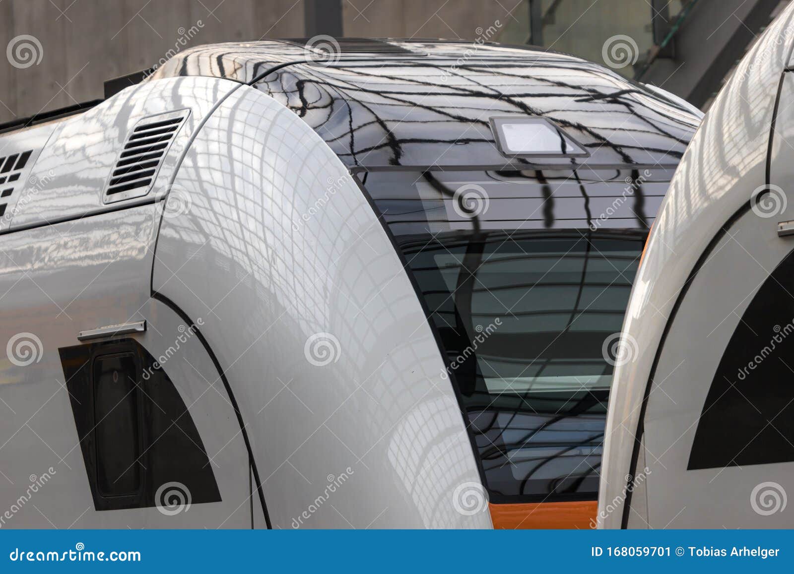 Modern Passenger Train Reflection Close Up Stock Image - Image of ...
