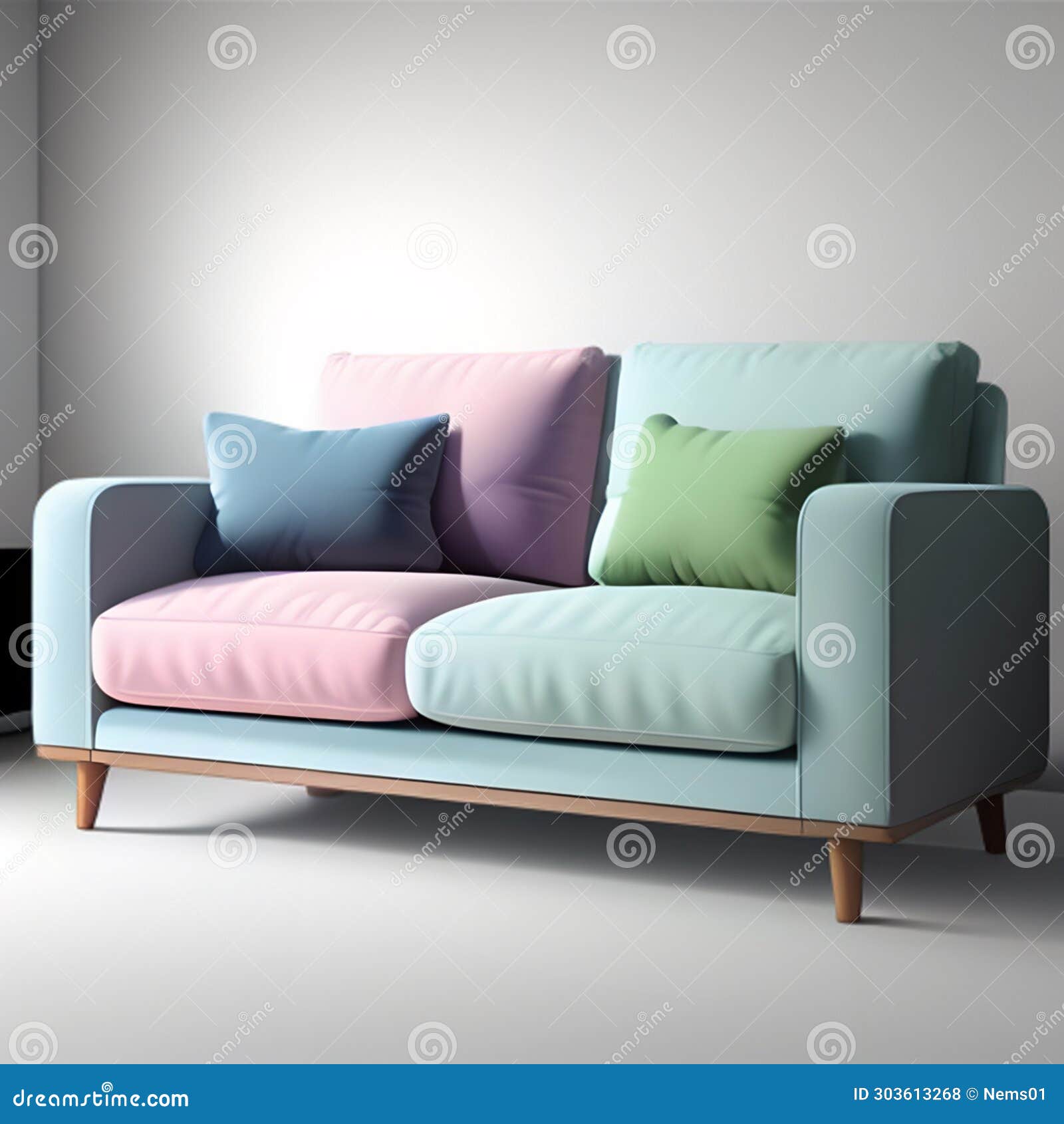 Modern Pastel-colored Stylish Couch Object Stock Photo - Illustration ...