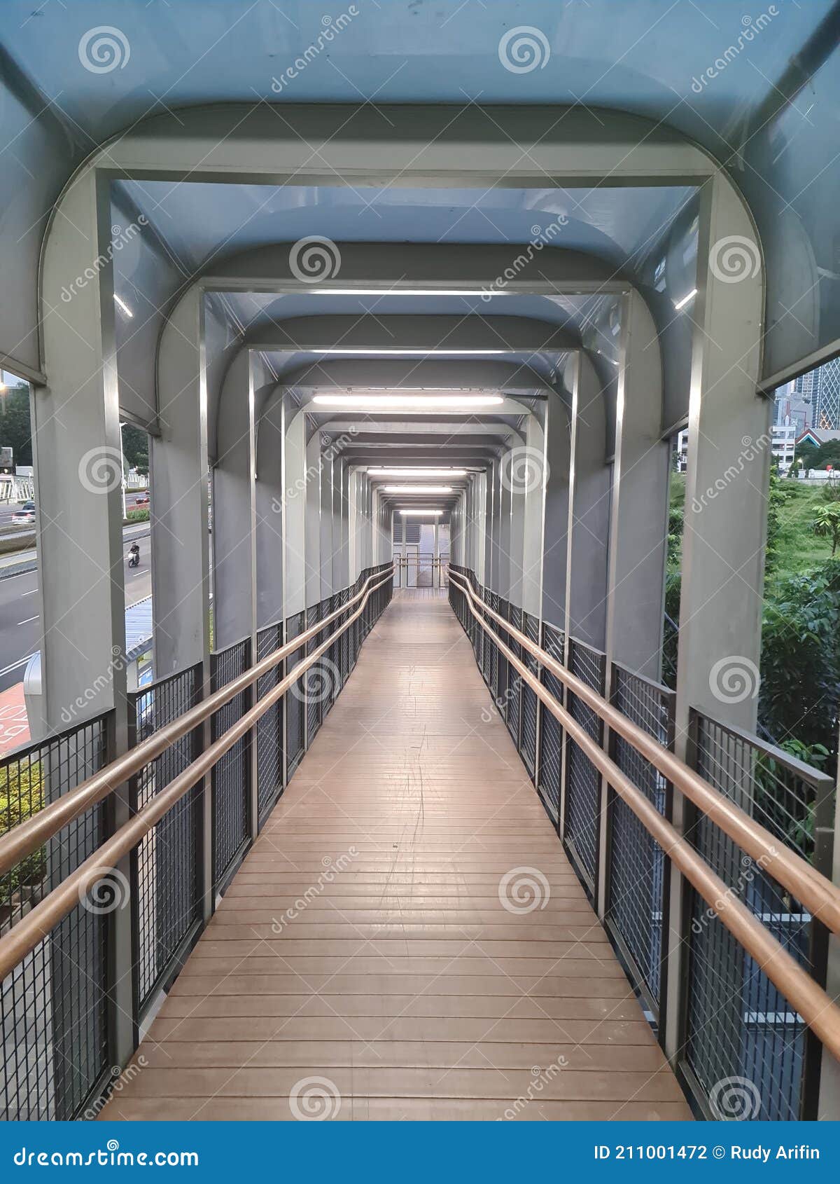 Modern path to the bridge stock photo. Image of architecture - 211001472