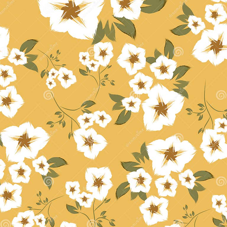 Modern Pattern of Flowers are Distributed Evenly, Creating a Balanced ...