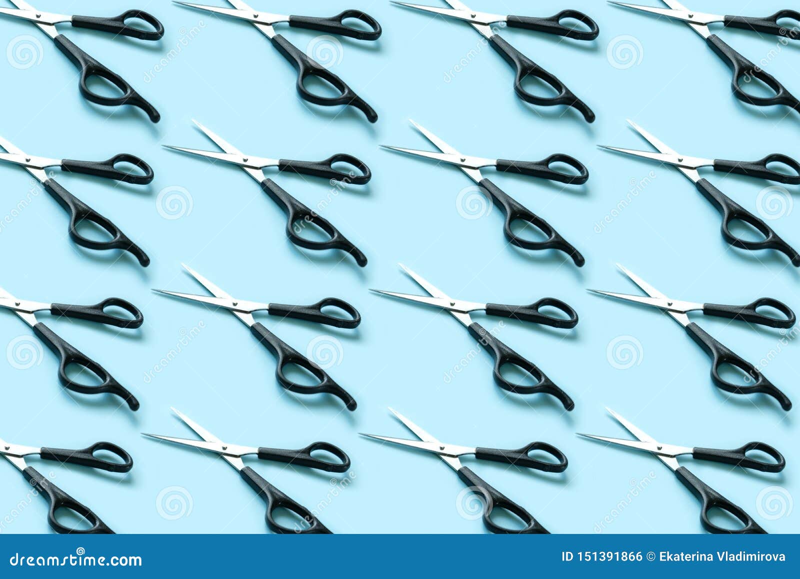 Modern Pattern with Scissors on Blue Background Stock Photo - Image of ...