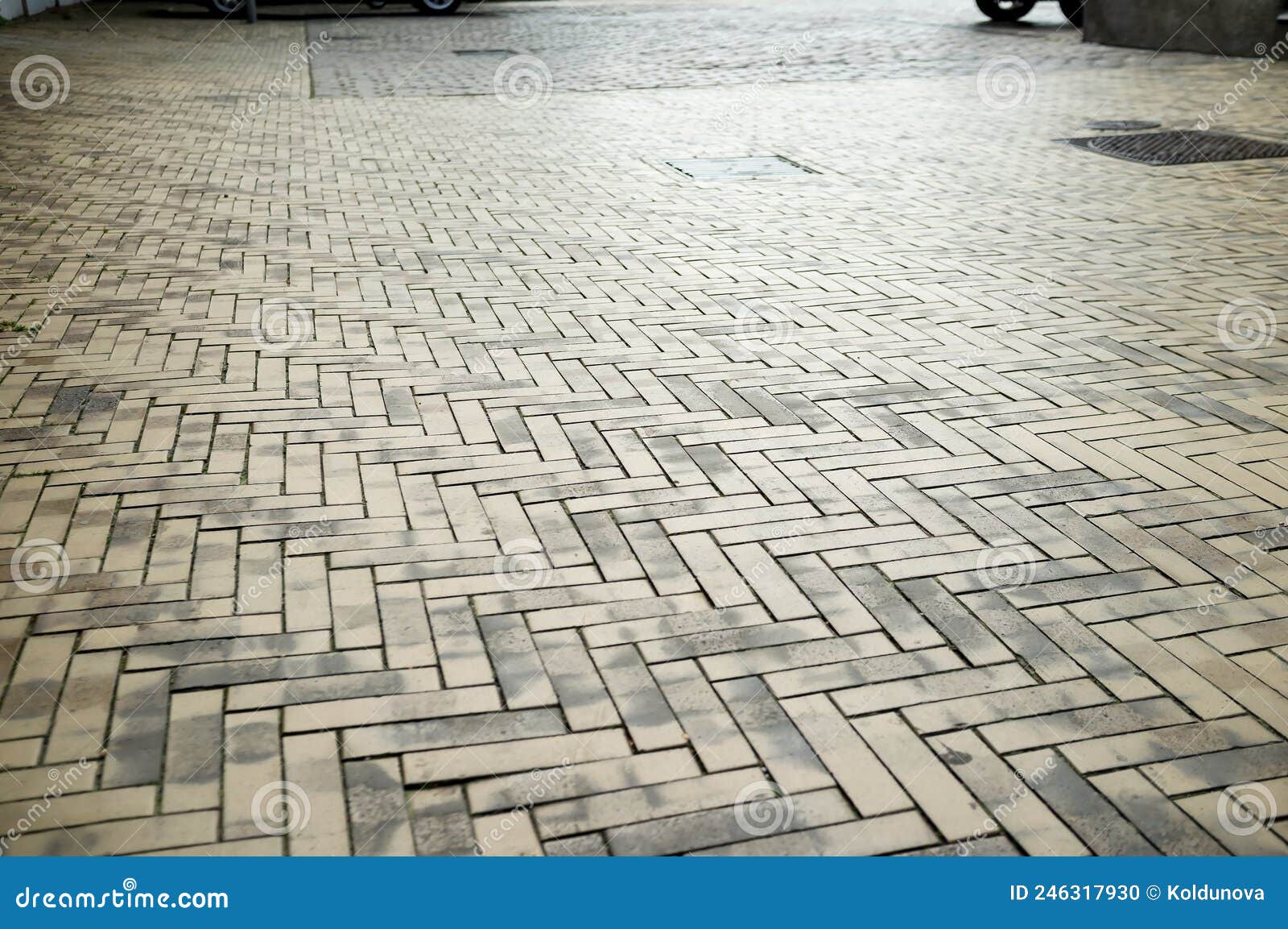 Modern Pavement Paved with Rectangular Stone, in the City. Stock Photo ...