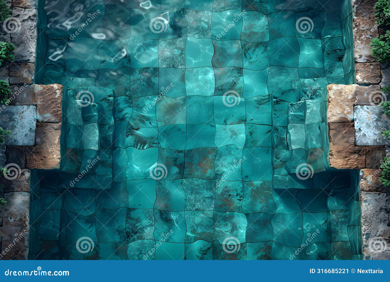 Modern Pcv Floor with Turquoise Accent Tile - Flat View Stock ...