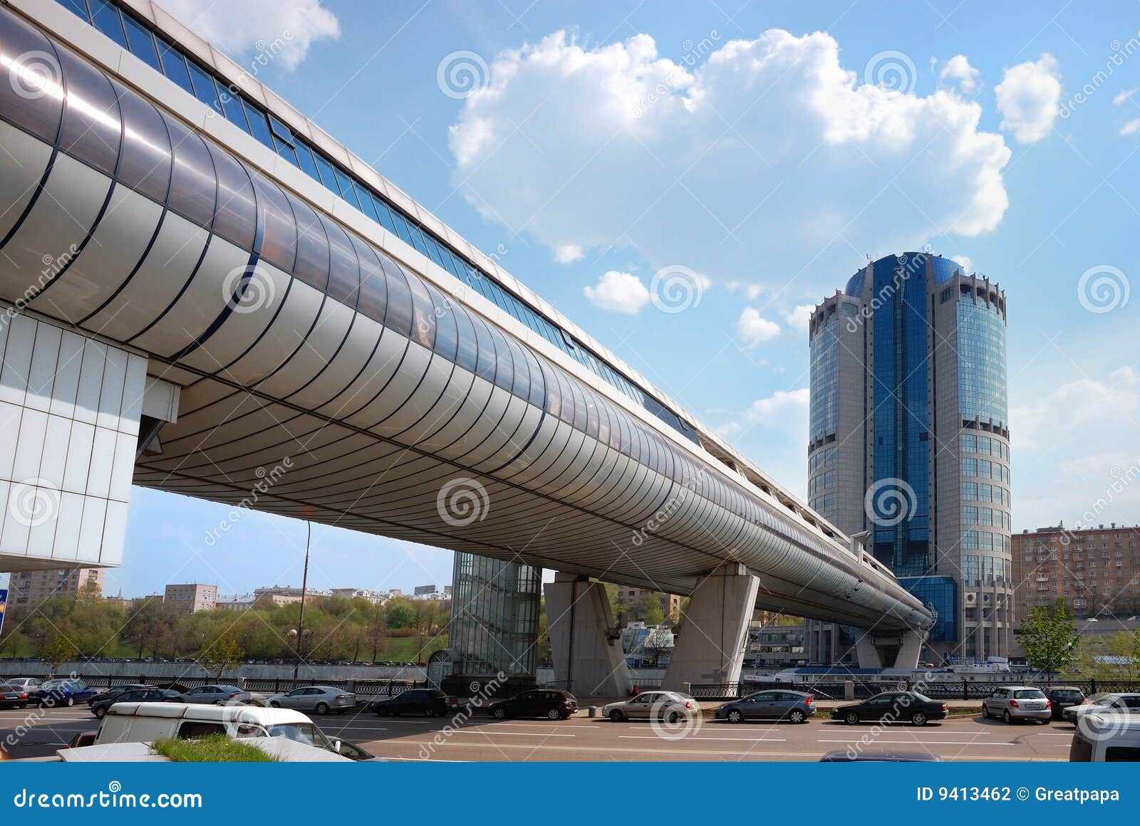 Modern pedestrian bridge stock photo. Image of street - 9413462