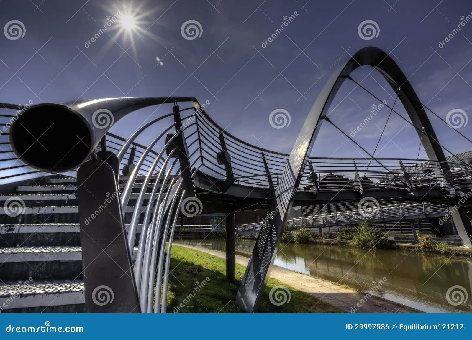 Modern footbridge stock photo. Image of metal, horizontal - 29997586
