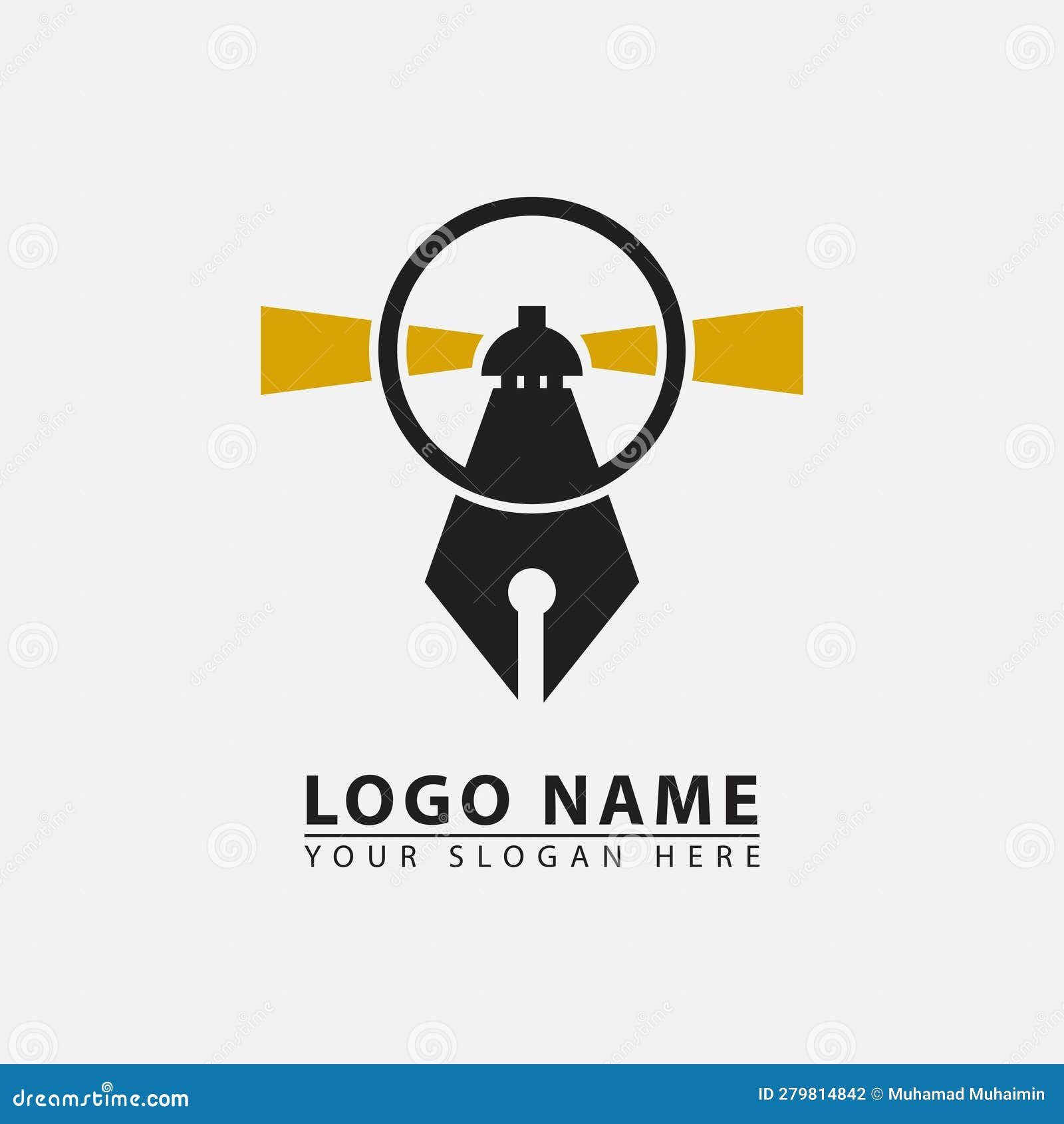 Modern Pen Lighthouse Logo Icon Stock Vector - Illustration of emblem ...