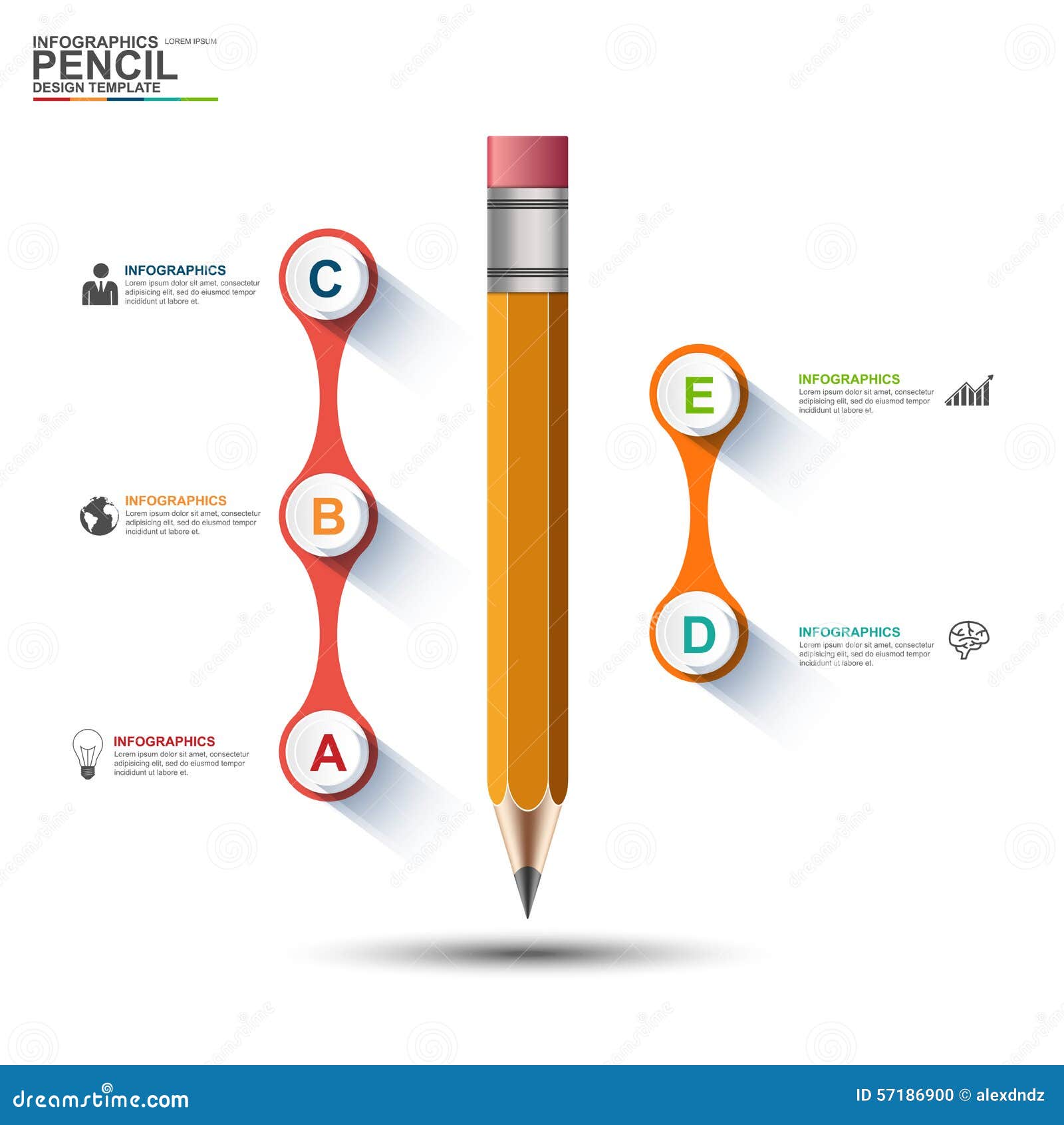 Modern Pencil Infographics Design Template Stock Vector - Illustration ...